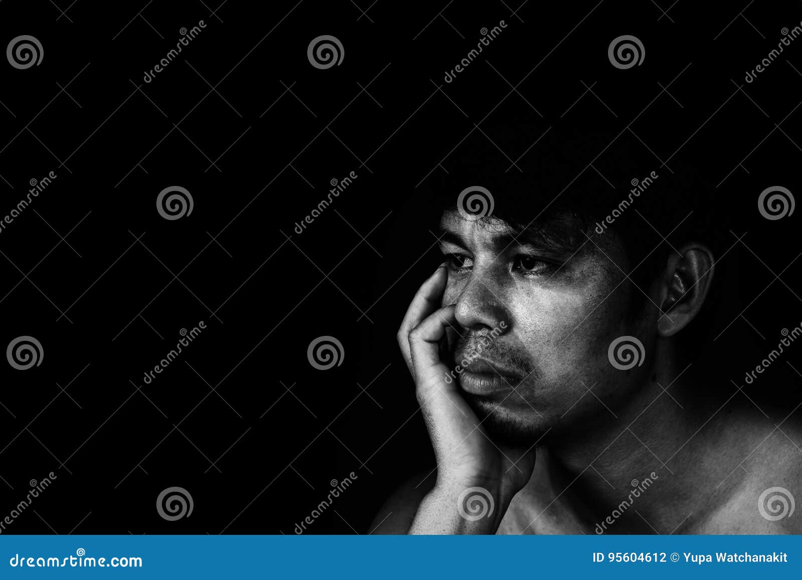 Depressed and Hopeless Man Alone in the Dark Stock Photo - Image of ...