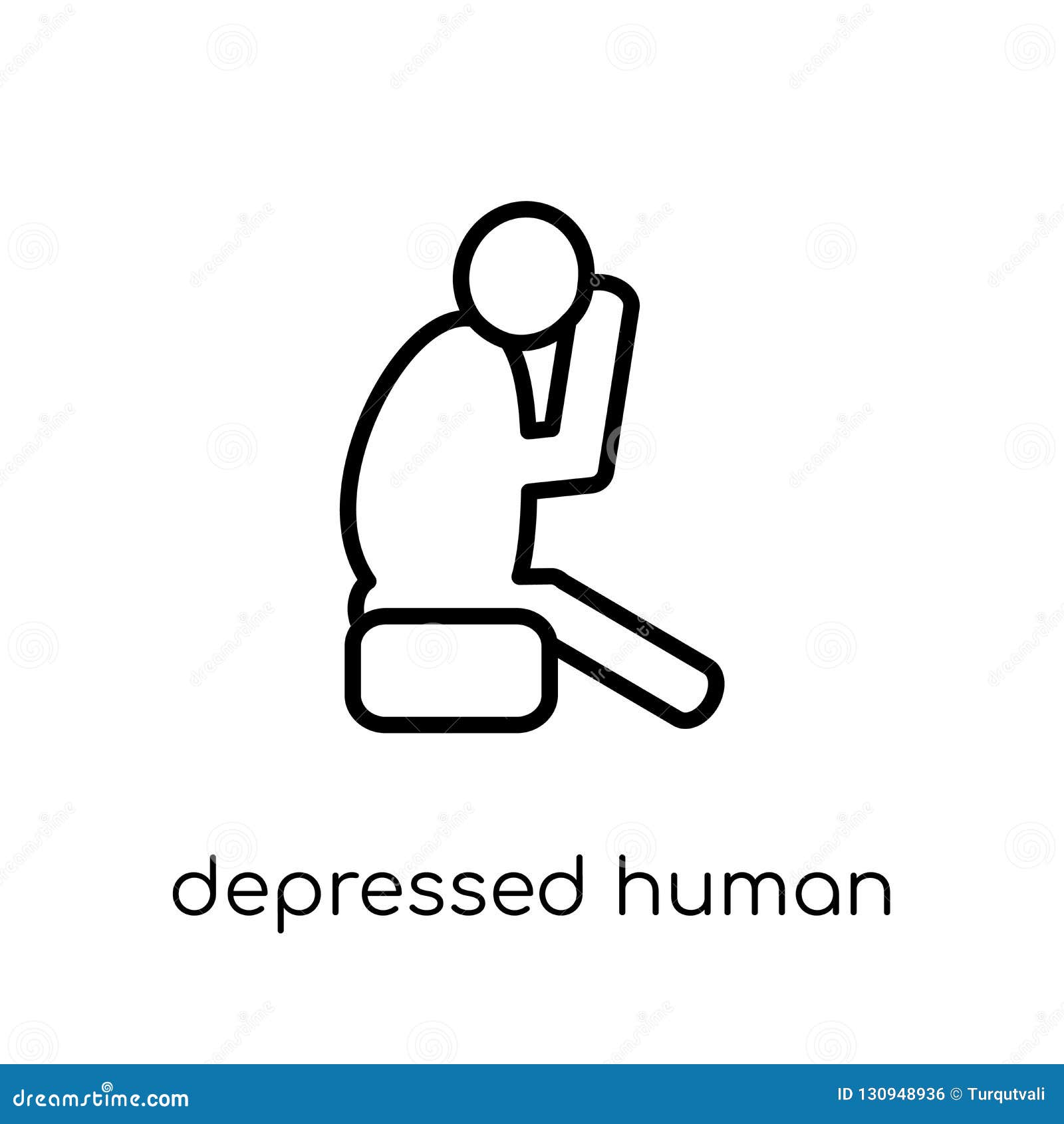 Depressed Human Icon. Trendy Modern Flat Linear Vector Depressed Stock ...