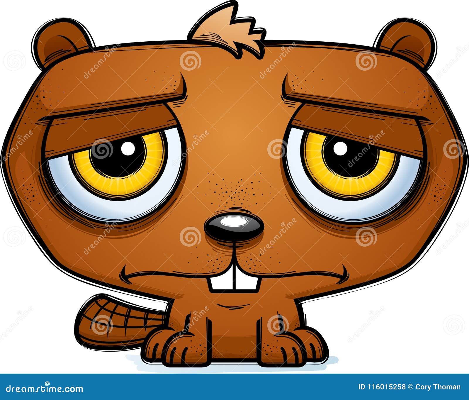 Depressed Little Cartoon Beaver Stock Vector - Illustration of vector ...