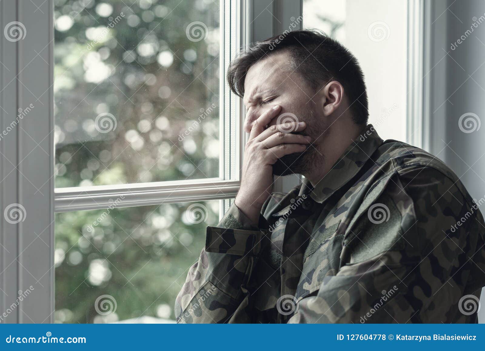 Depressed Lonely Soldier with Emotional Problem and War Syndrome Stock ...