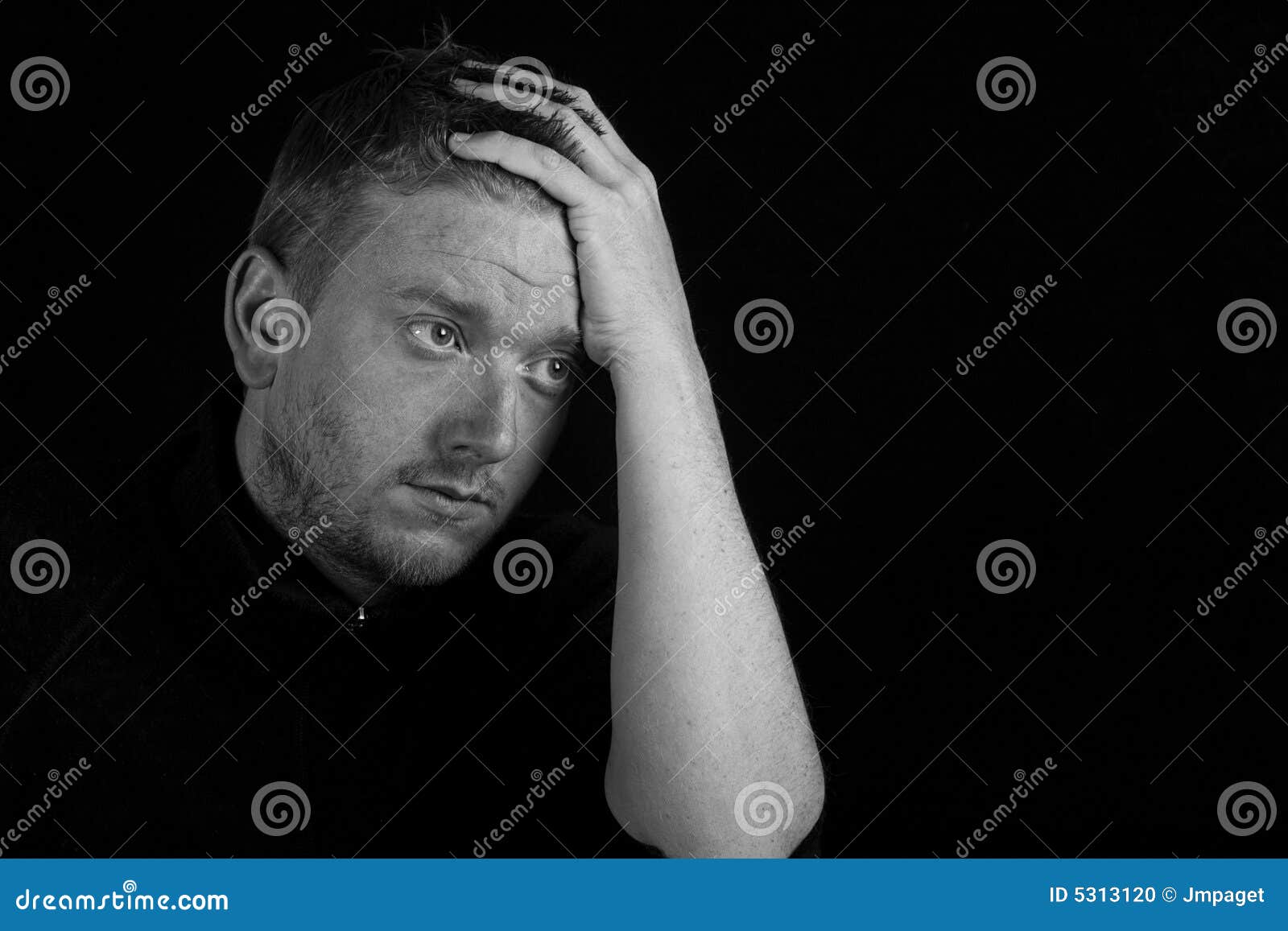 Depressed Male, Black Background Stock Photo - Image of caucasian, dude ...
