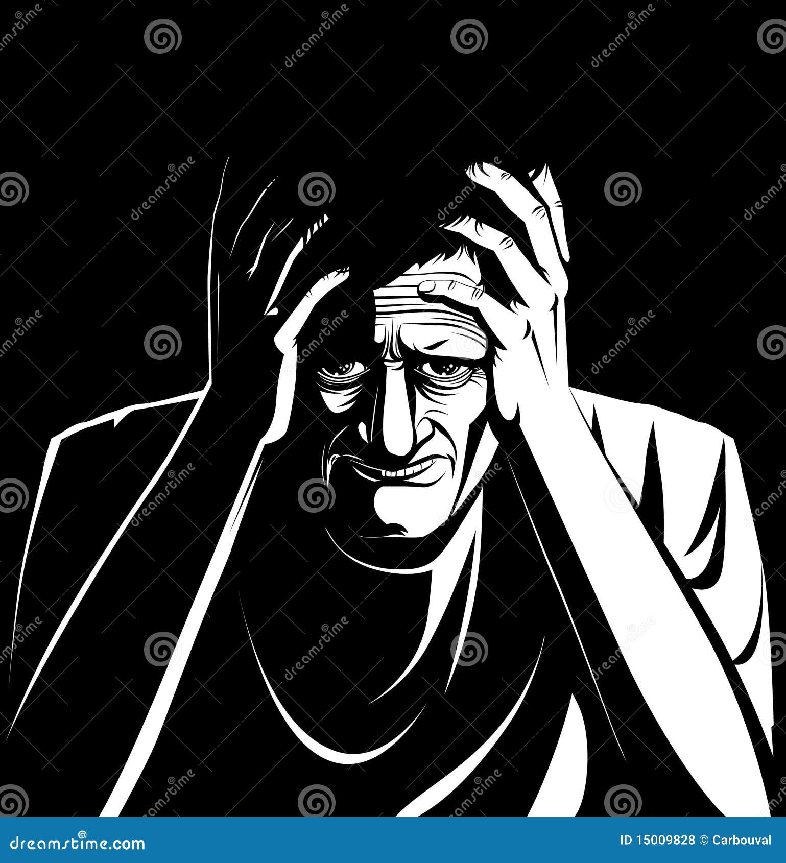 Depressed man stock illustration. Illustration of closeup - 15009828