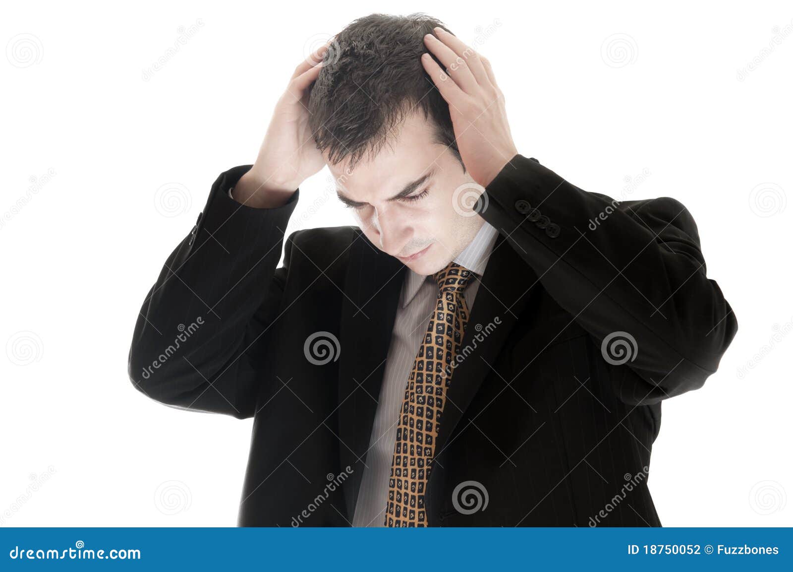 Depressed man stock photo. Image of headache, caucasian - 18750052
