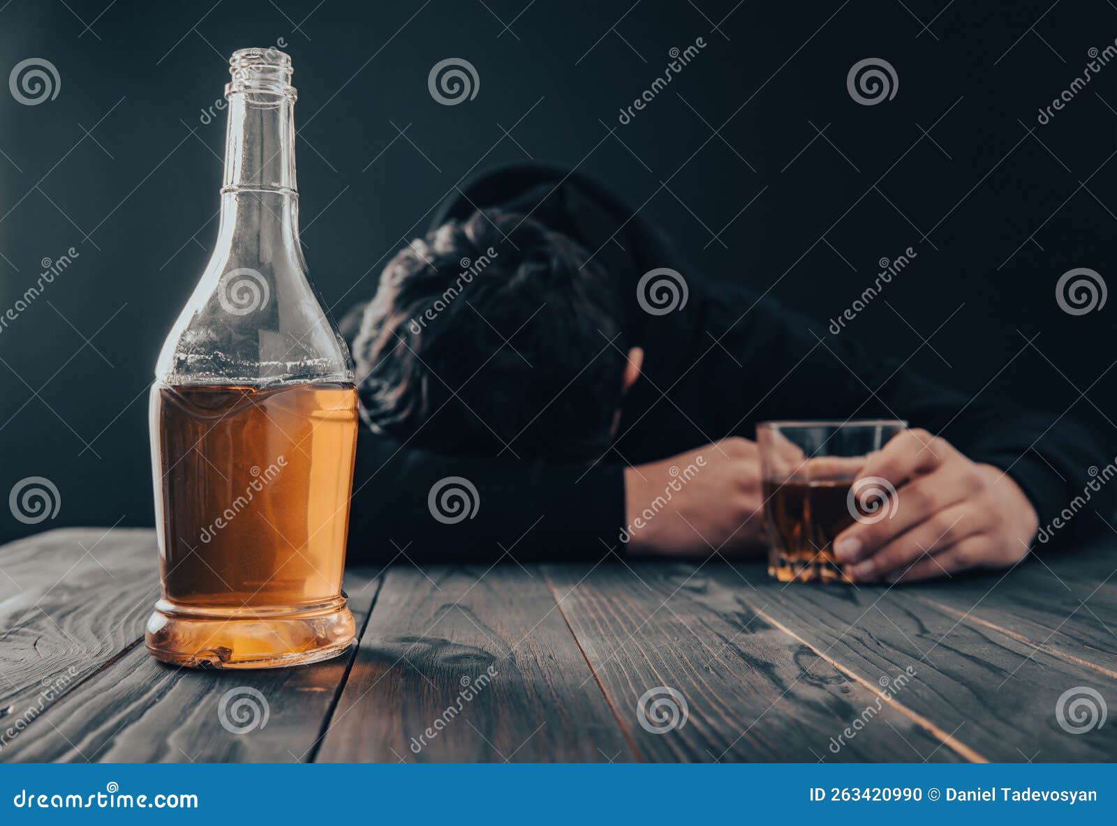 Depressed Man Drinking Alcohol Indoors Stock Photo - Image of adult ...