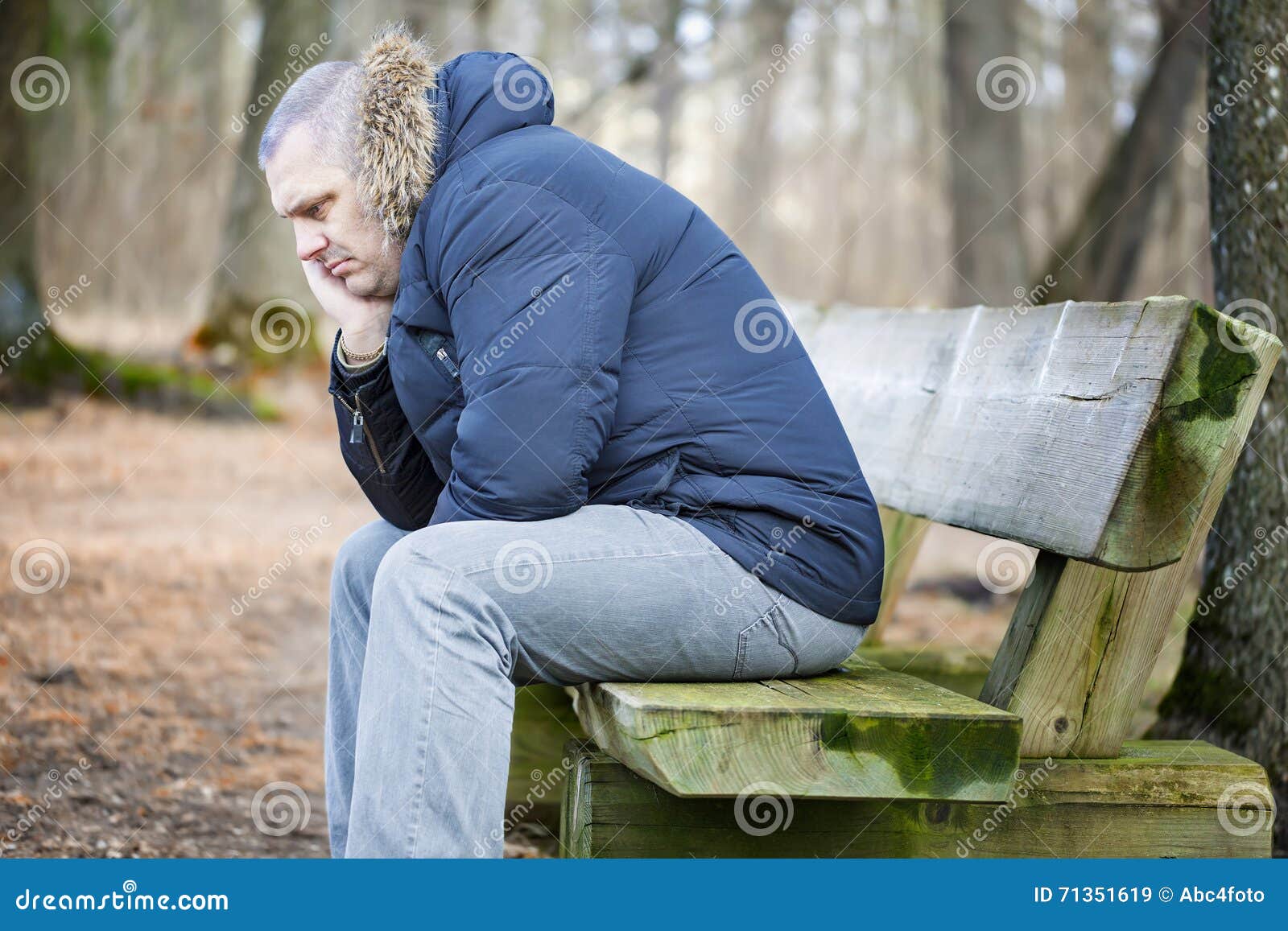 Depressed Man in the Park on Bench Stock Image - Image of stressful ...