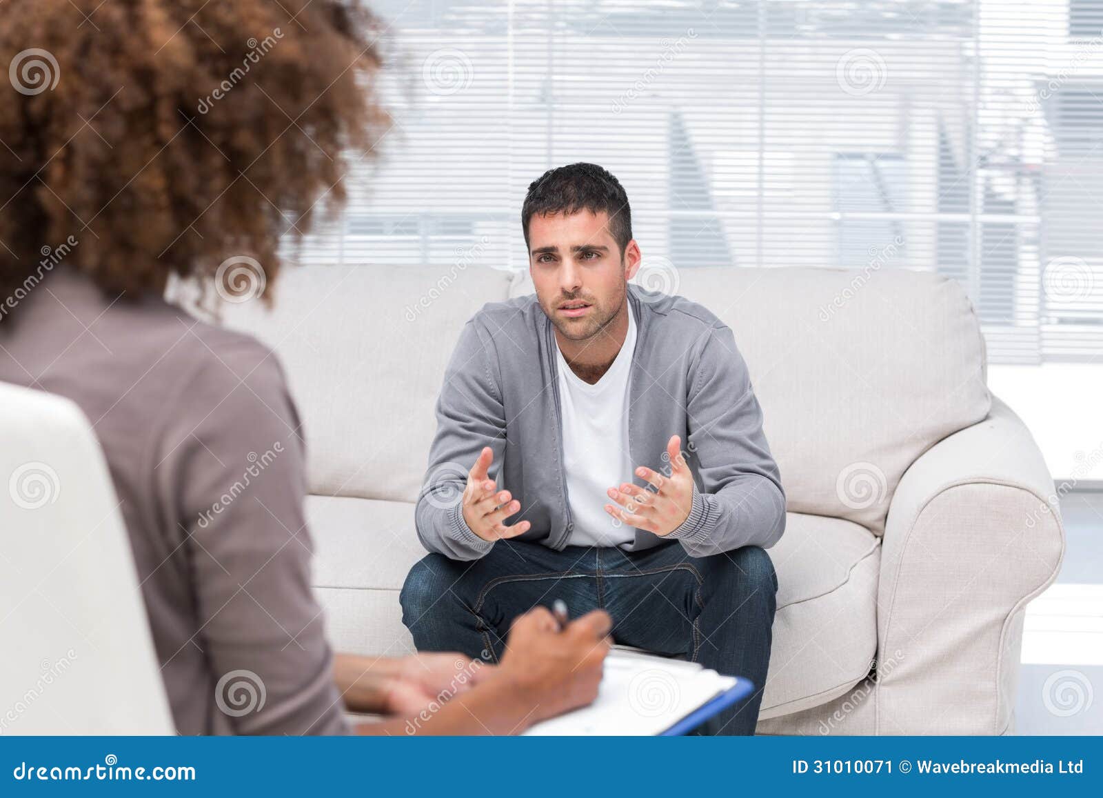 Depressed Man Speaking To a Therapist Stock Image - Image of psychiatry ...