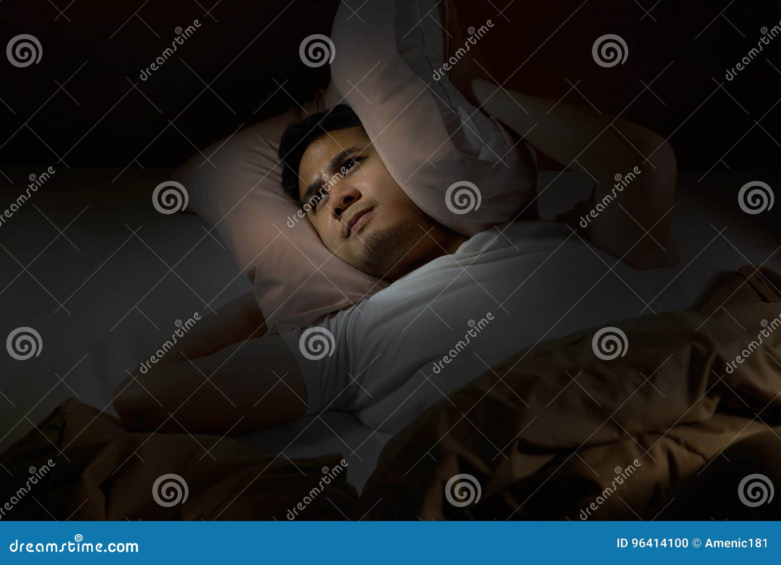 Depressed Man Suffering from Insomnia Stock Photo - Image of thinking ...