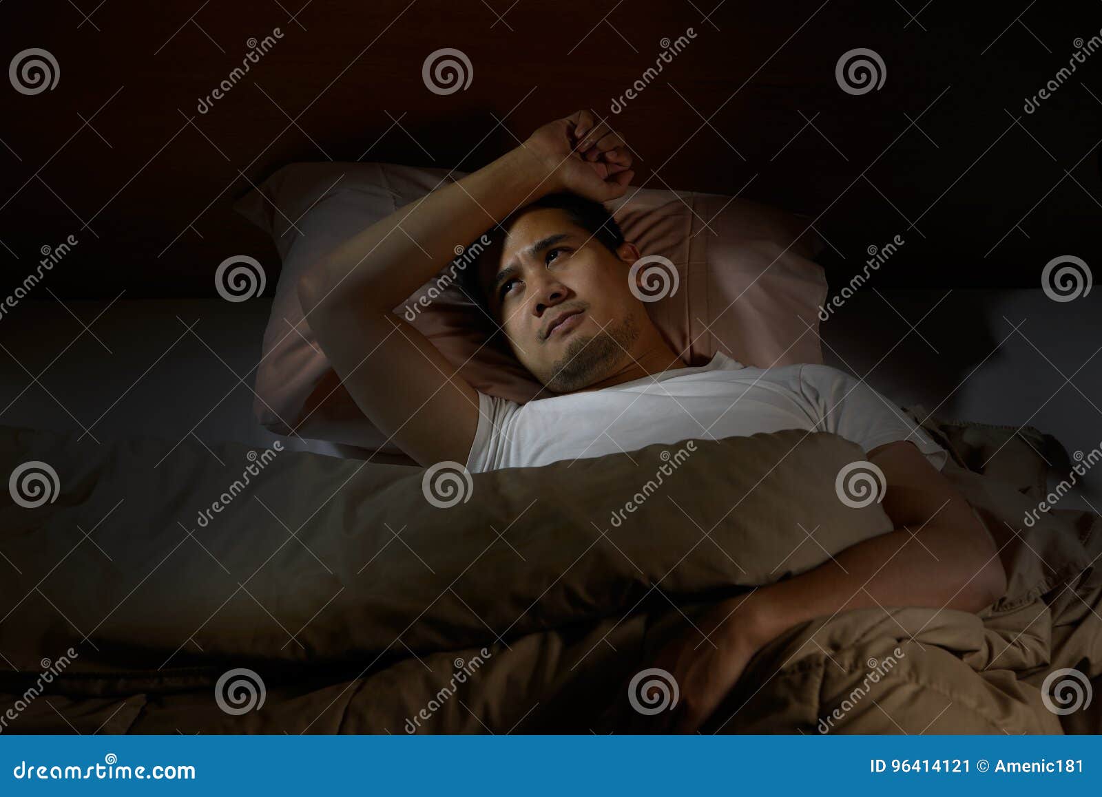 Depressed Man Suffering from Insomnia Stock Image - Image of male ...