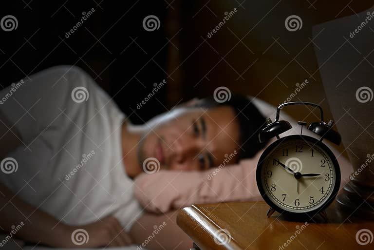 Depressed Man Suffering from Insomnia Stock Photo - Image of bedroom ...