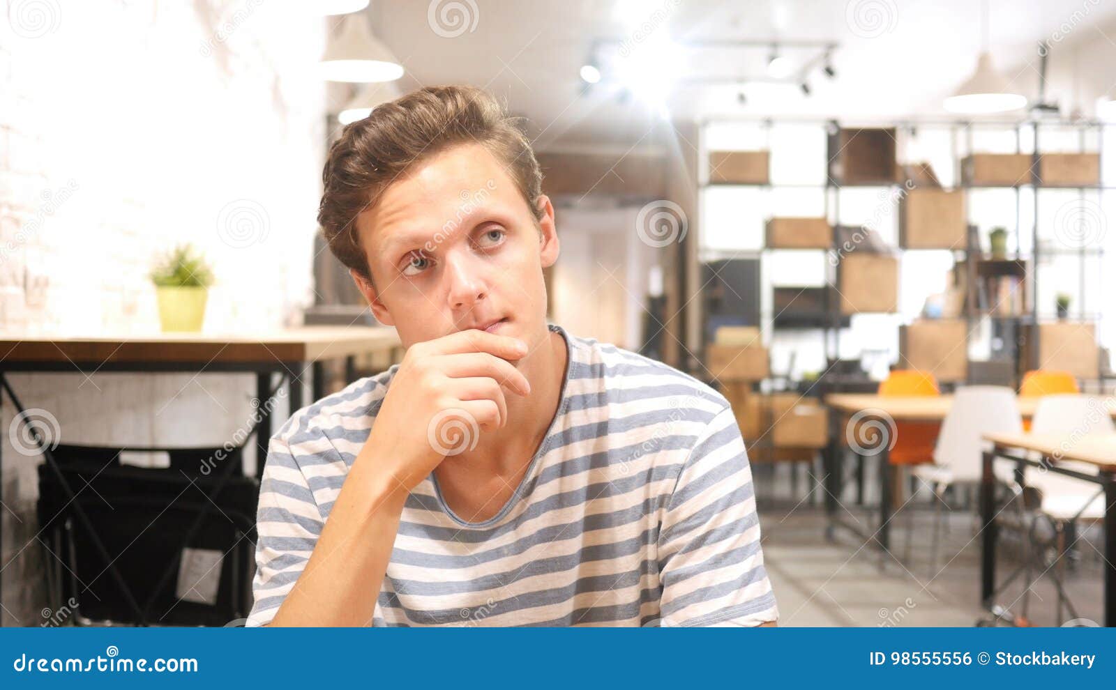 Depressed man thinking stock photo. Image of anxiety - 98555556