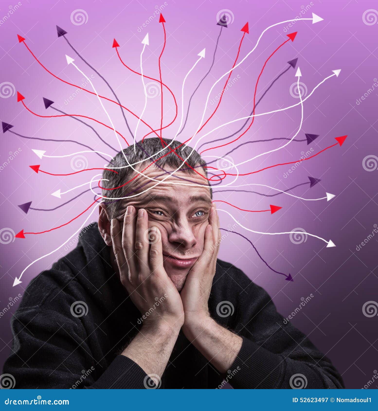 Depressed man thinking stock image. Image of male, palm - 52623497