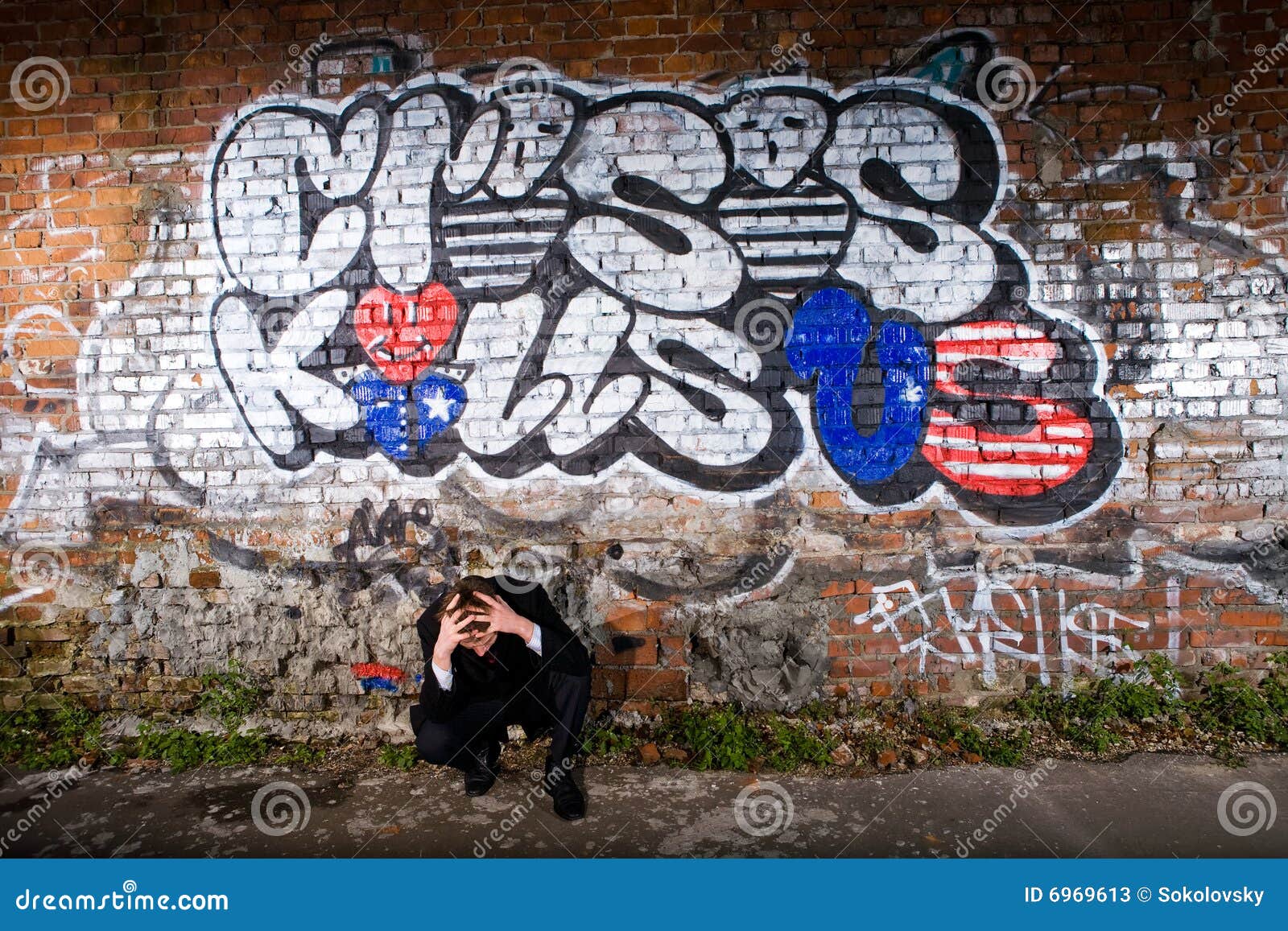 Depressed Manager Under a Graffiti Cri Editorial Stock Photo - Image of ...