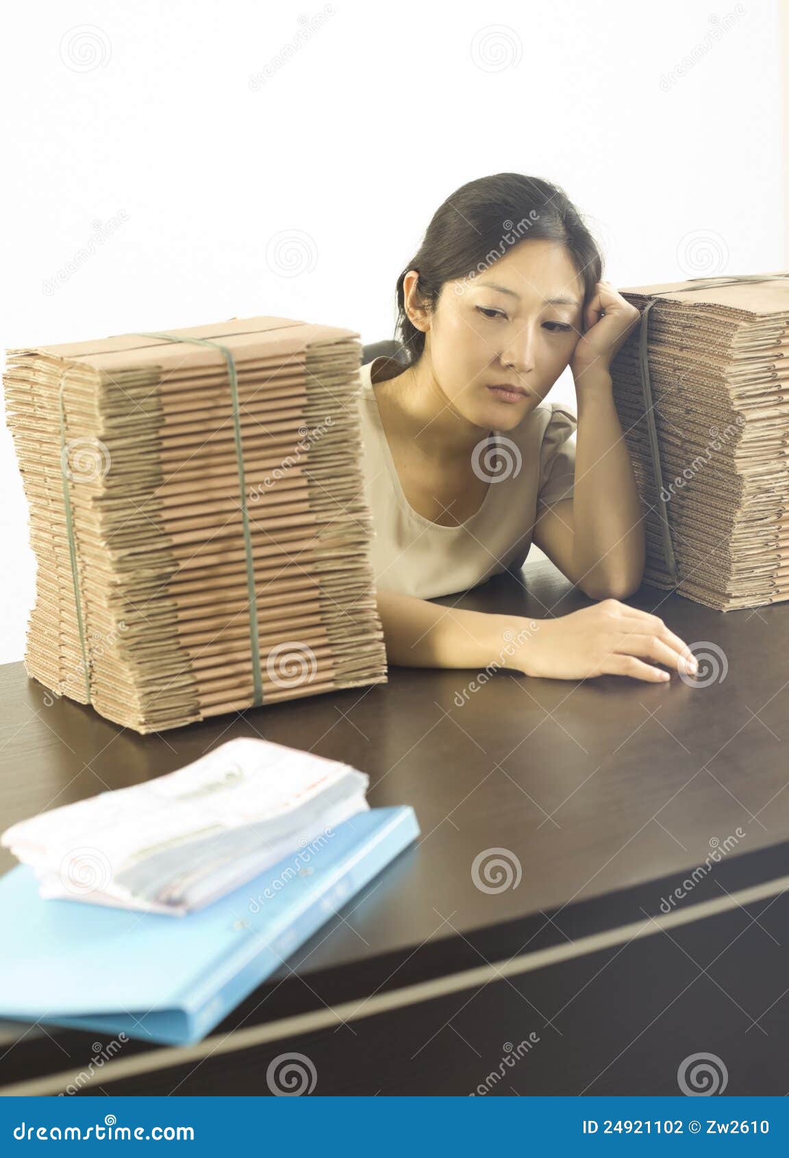 A Depressed Miss Staff in Office Stock Photo - Image of package, work ...