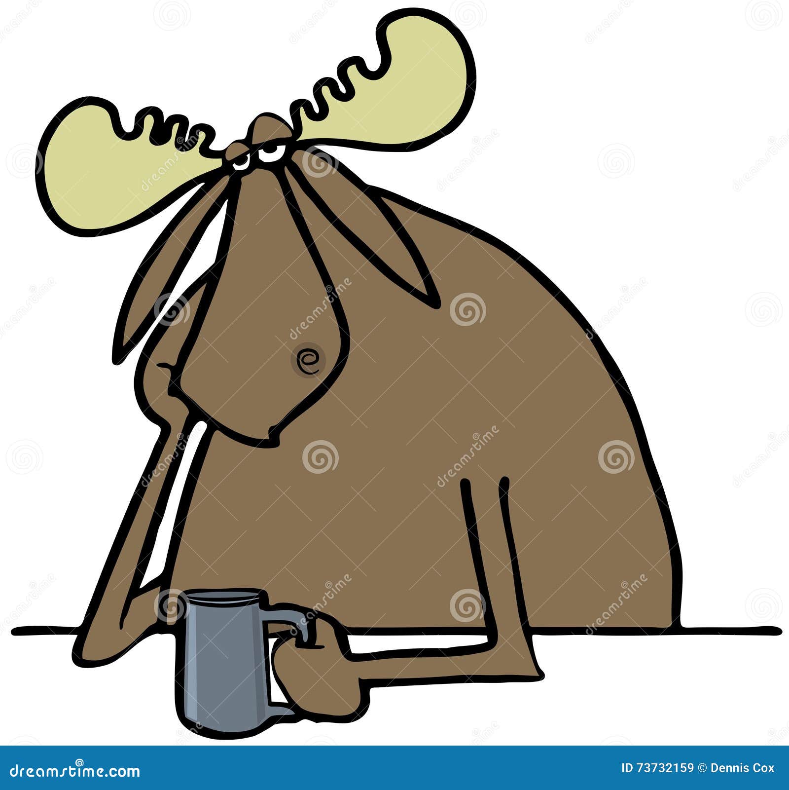 Depressed Moose Drinking Coffee Stock Illustration - Illustration of ...