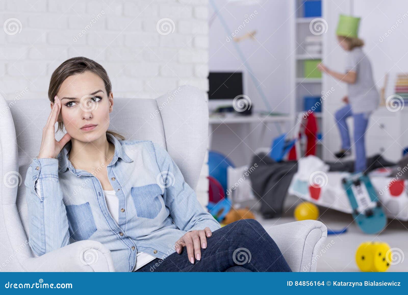Depressed Mother of ADHD Boy Stock Photo - Image of care, deficit: 84856164