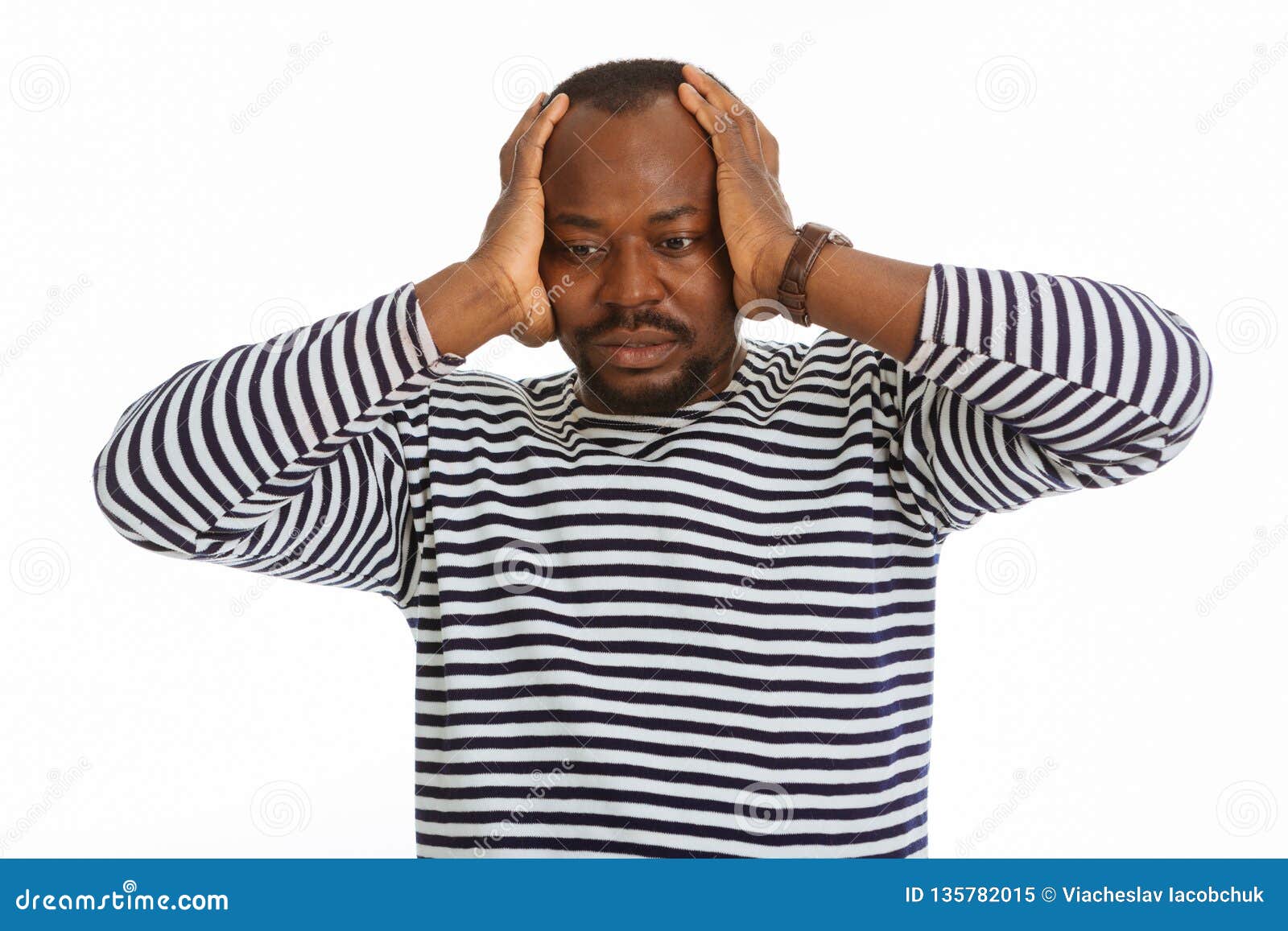 Depressed Nice Man Suffering from a Headache Stock Image - Image of ...