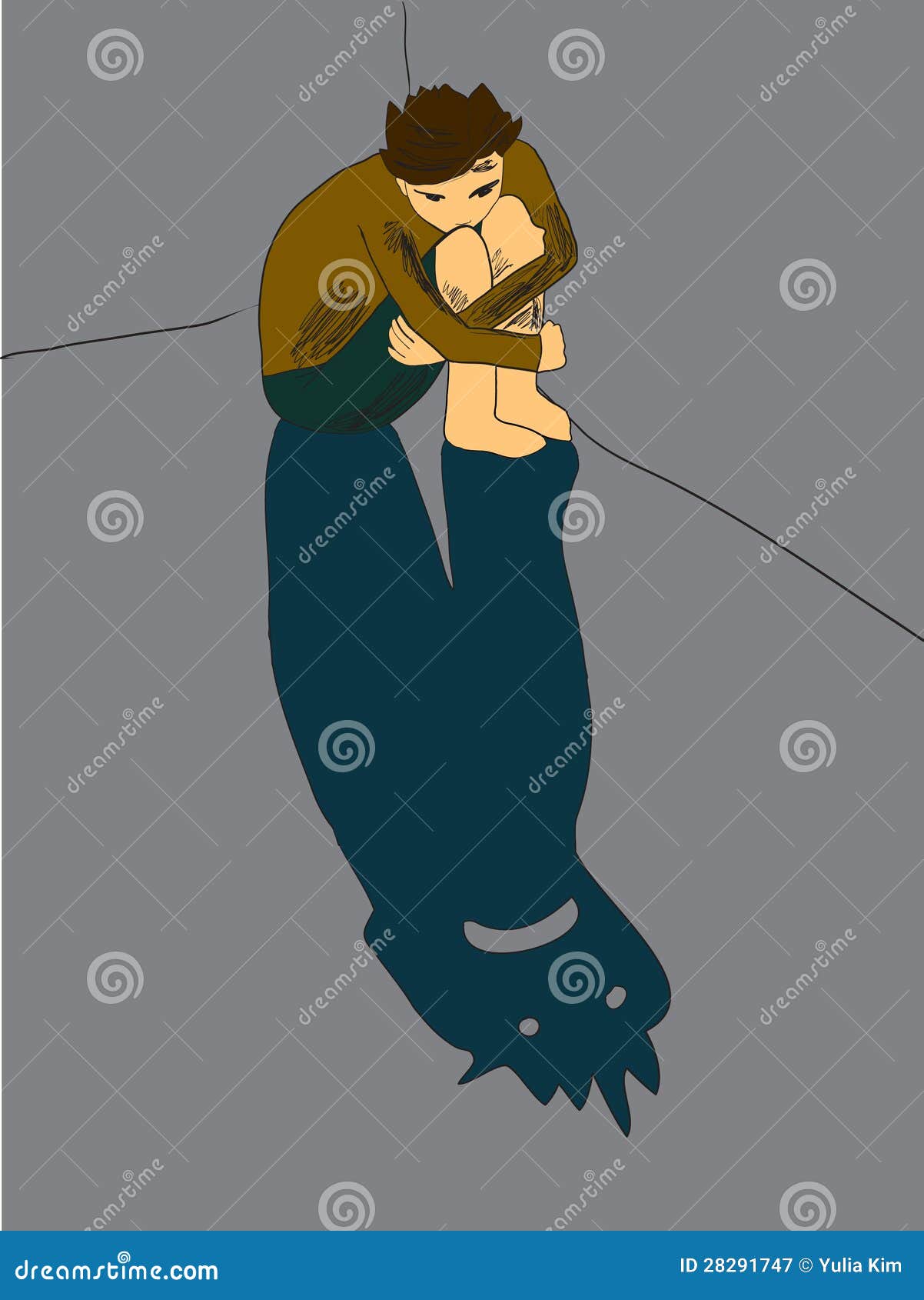 Depressed Person in a Corner Stock Vector - Illustration of dark ...