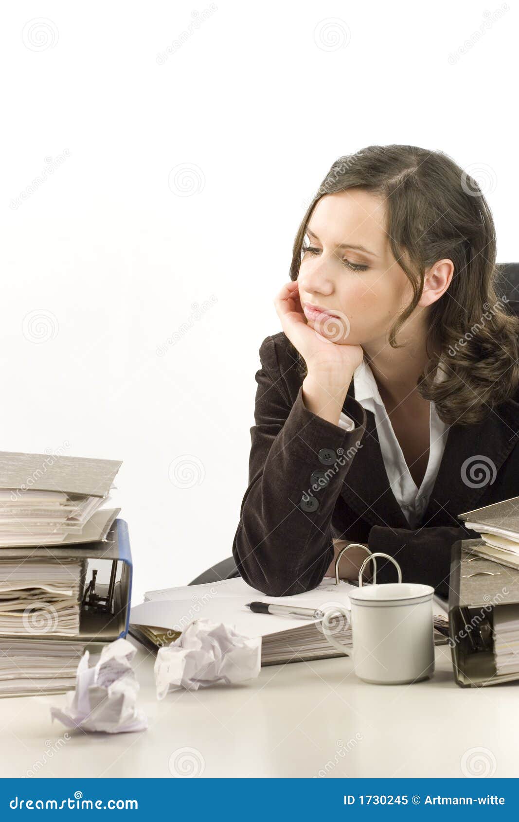 Depressed secretary stock image. Image of business, paper - 1730245