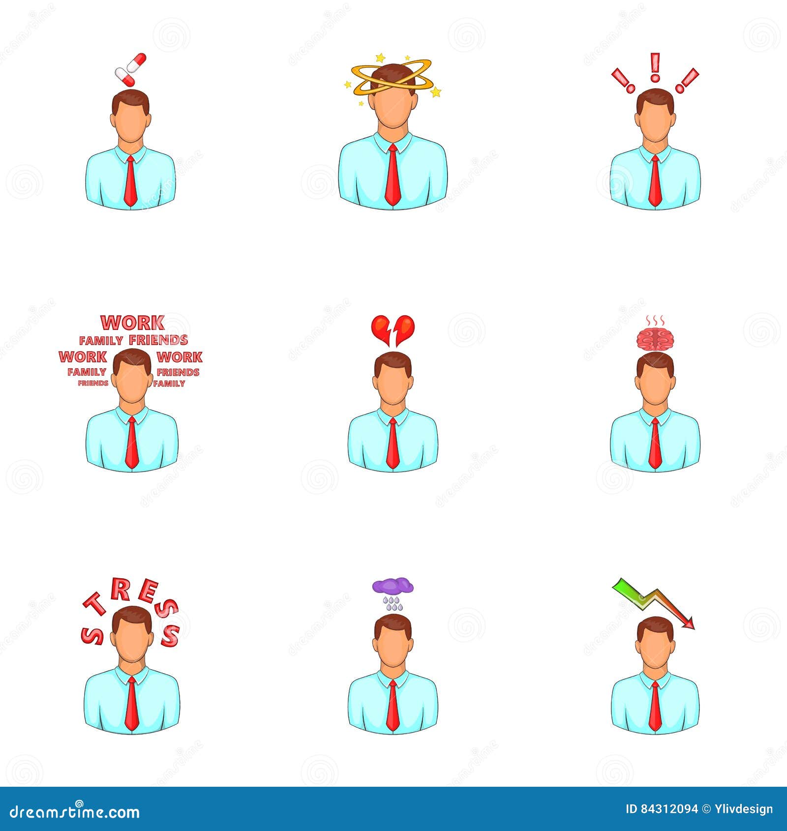 Depressed, Sad, Stressed Color Emoji Icon Vector, Emotion, Sad Symbol ...