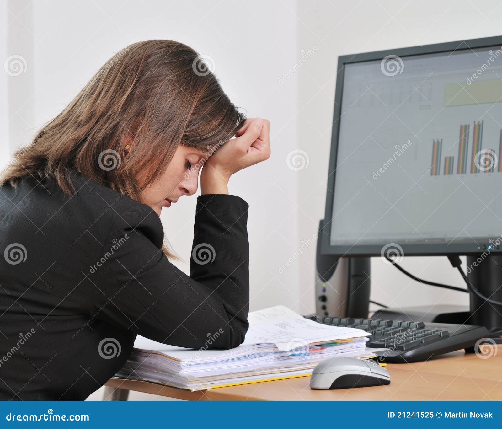 Depressed and Tired Business Person in Work Stock Image - Image of ...