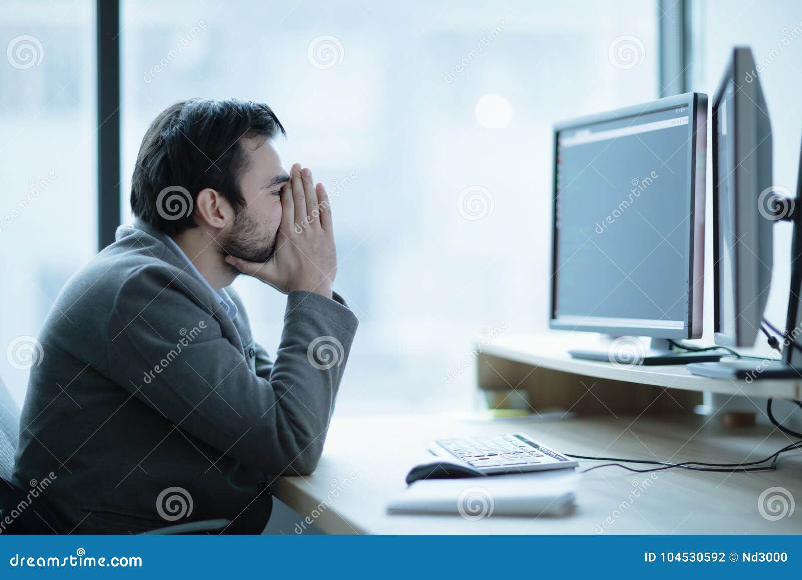 Upset Office Manager Touching Painful Back And Standing Up Royalty-Free ...