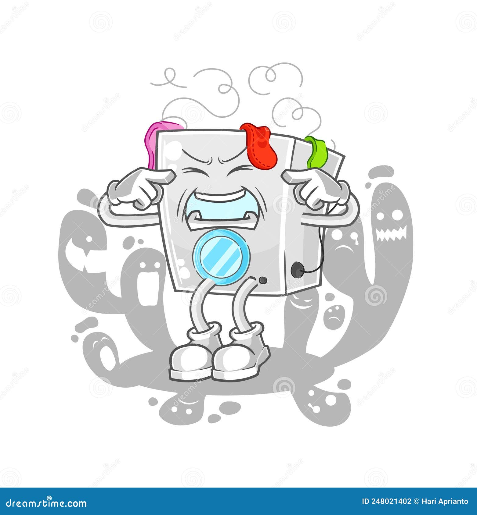 Depressed Washing Machine Character. Cartoon Vector Stock Vector ...