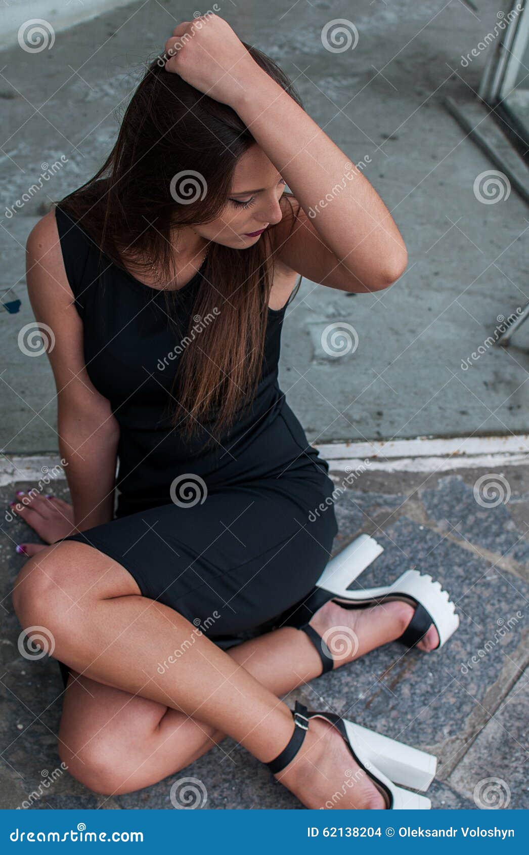 Depressed Woman Sitting on the Floor Sadness Stock Photo - Image of ...
