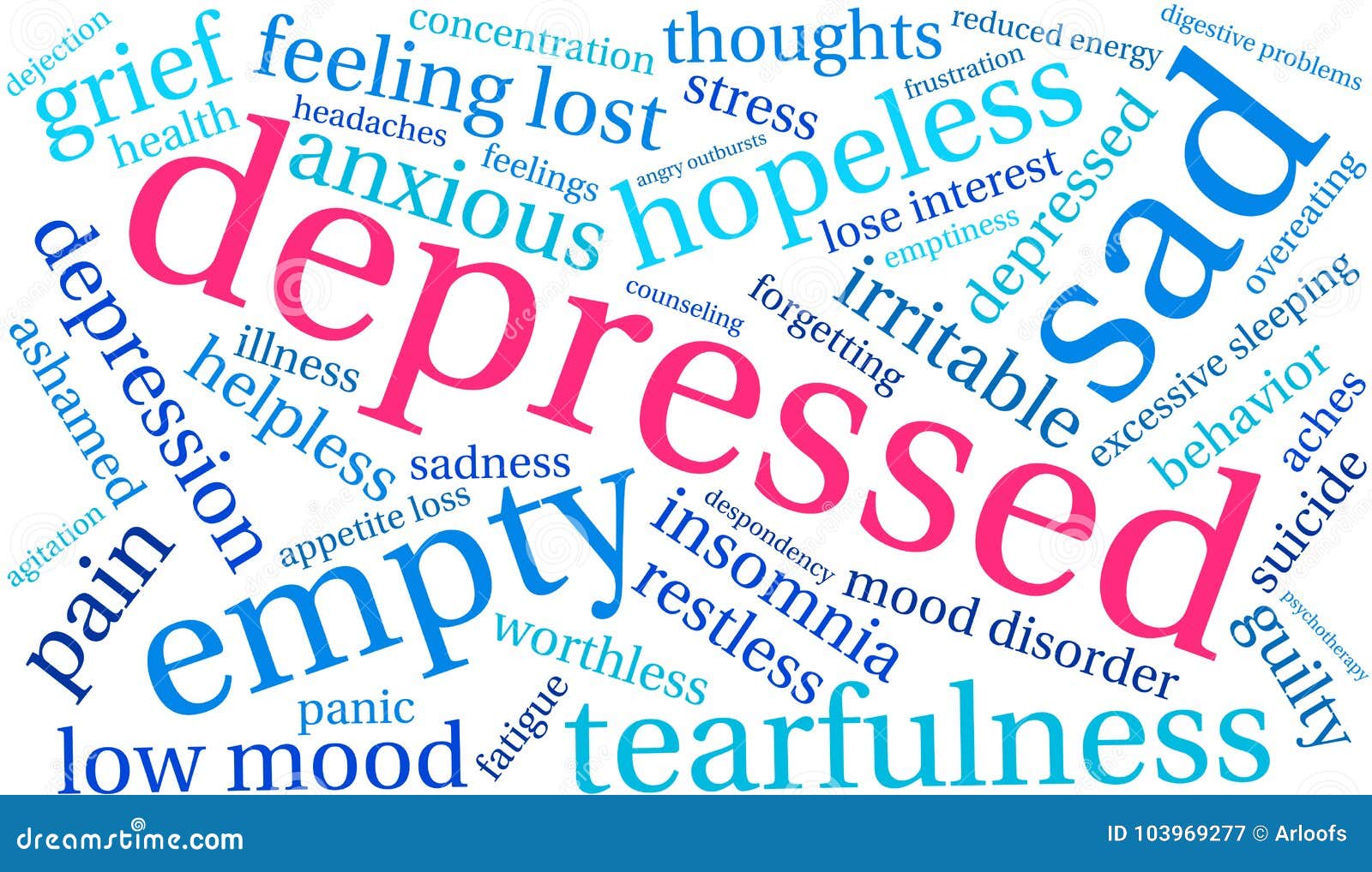 Depressed Word Cloud stock vector. Illustration of frustration - 103969277