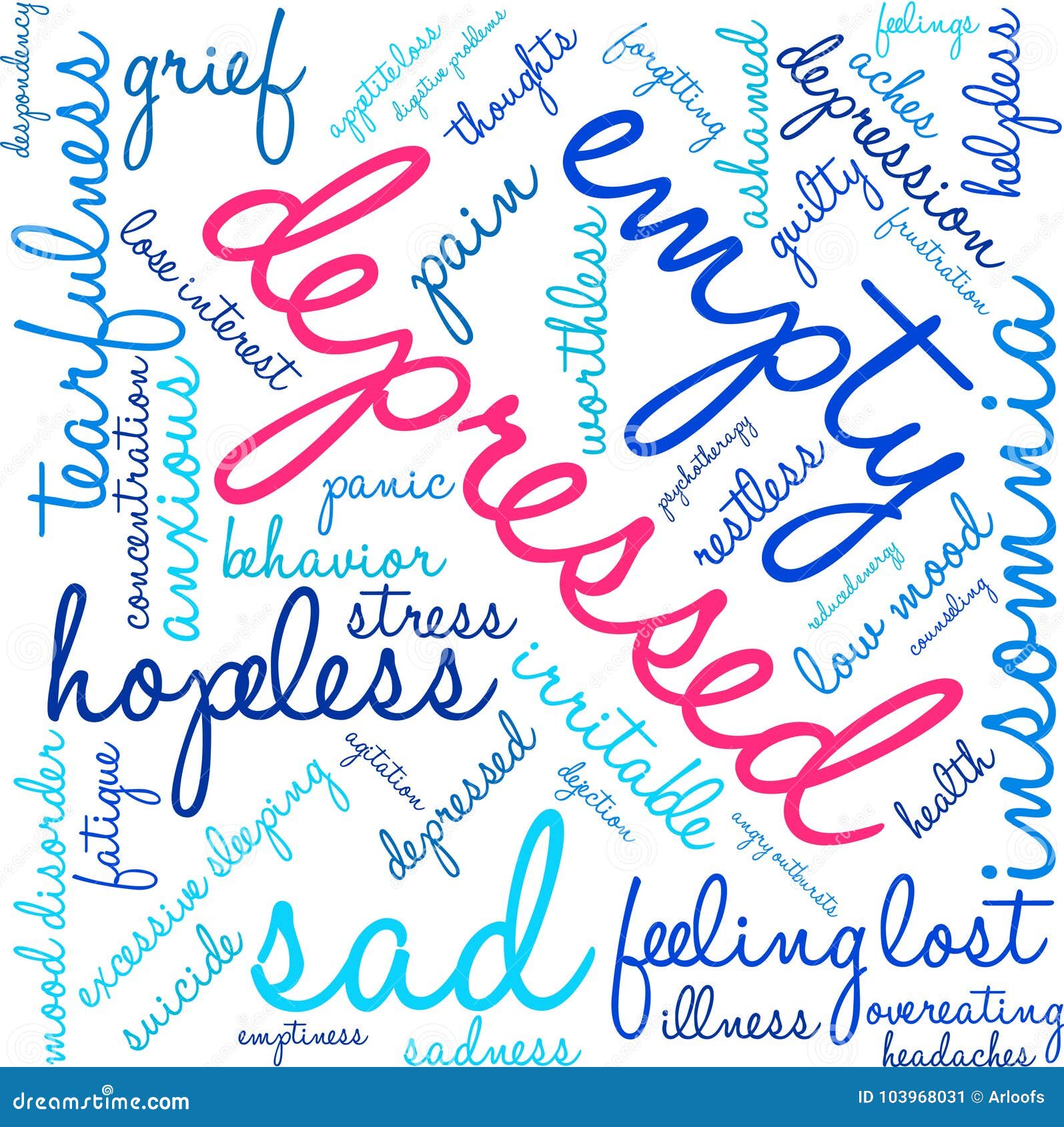 Depressed Word Cloud stock illustration. Illustration of empty - 103968031