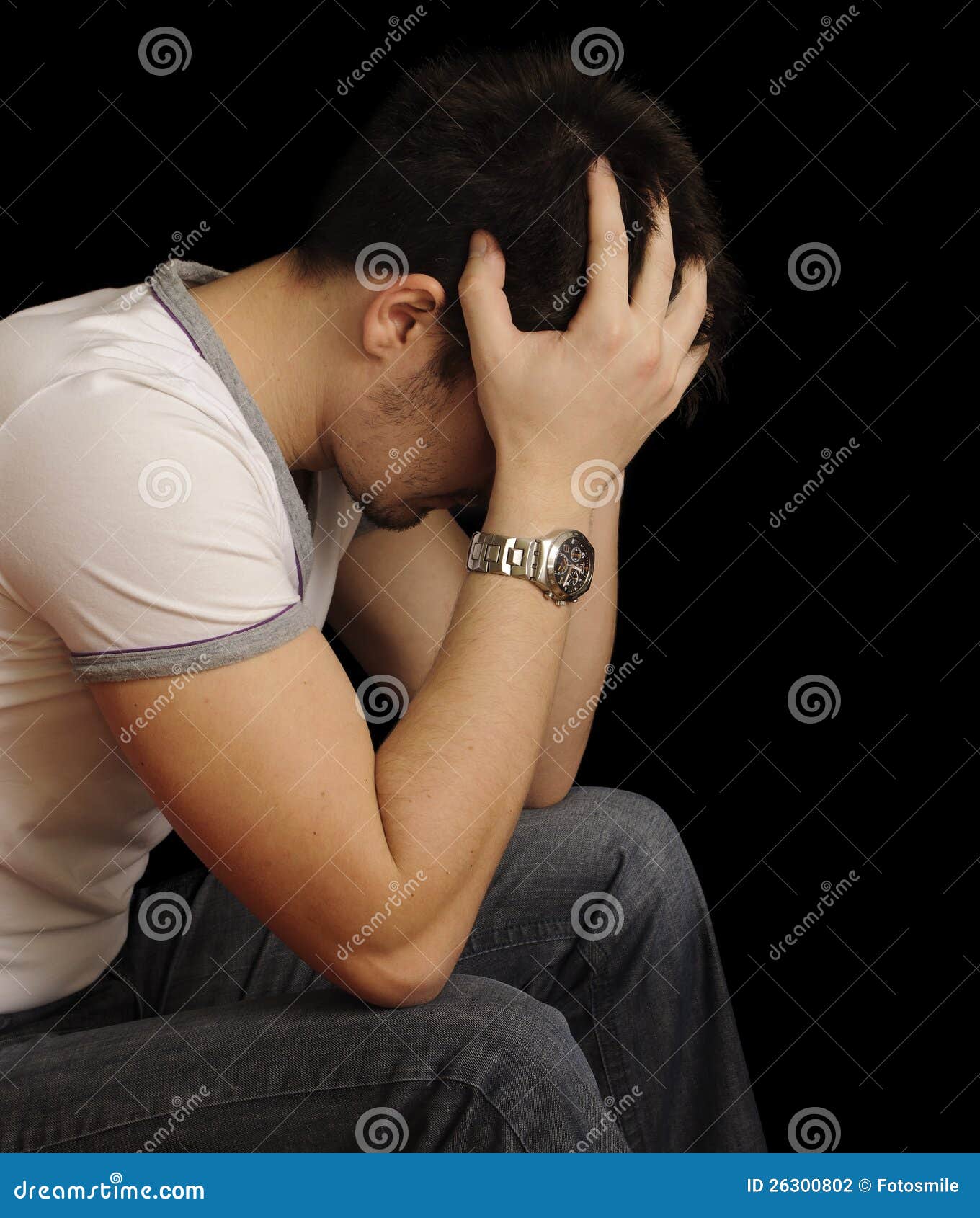 Depressed young man stock photo. Image of health, anxiety - 26300802
