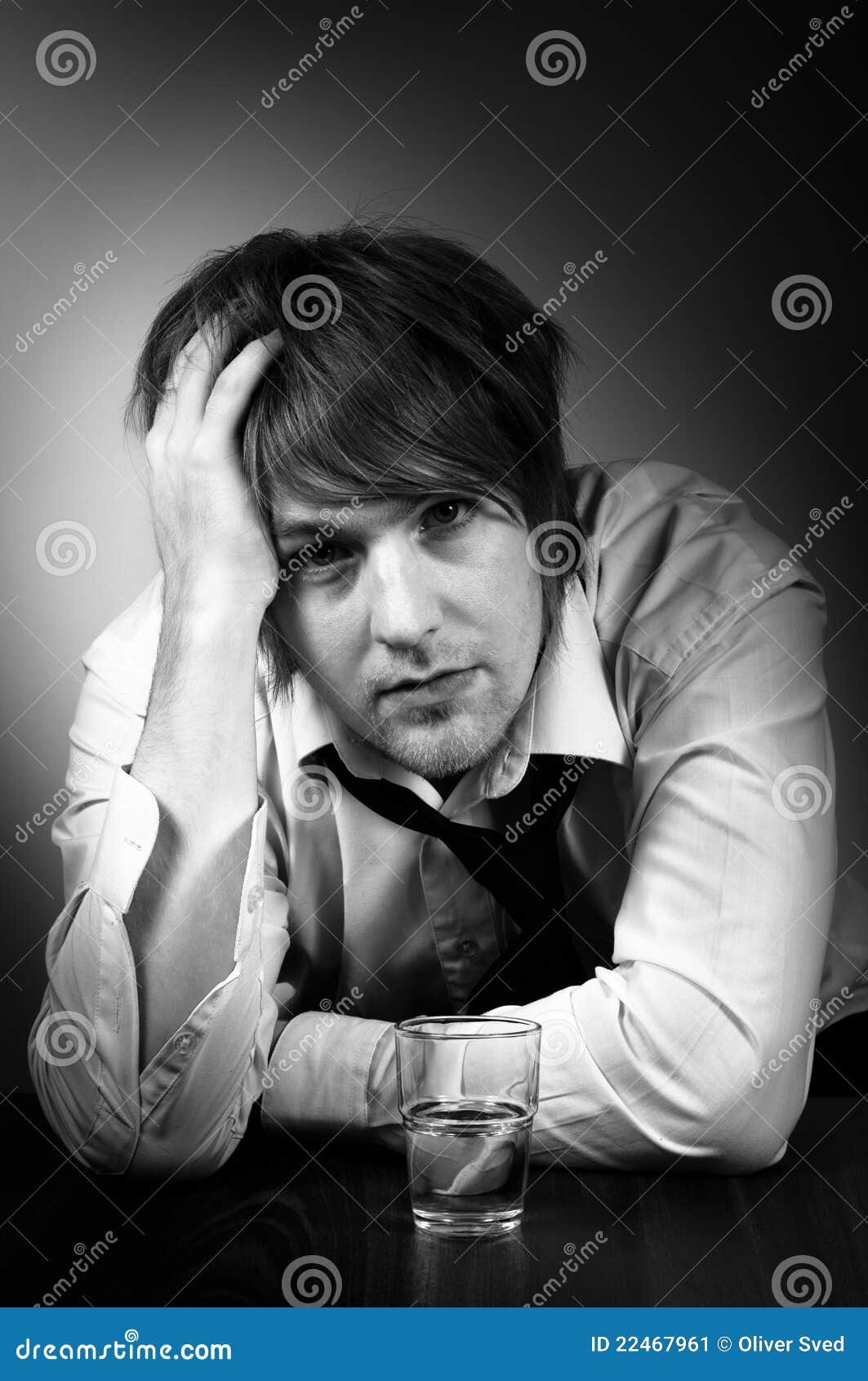 A Depressed Young Man with Alcohol Stock Image - Image of depression ...