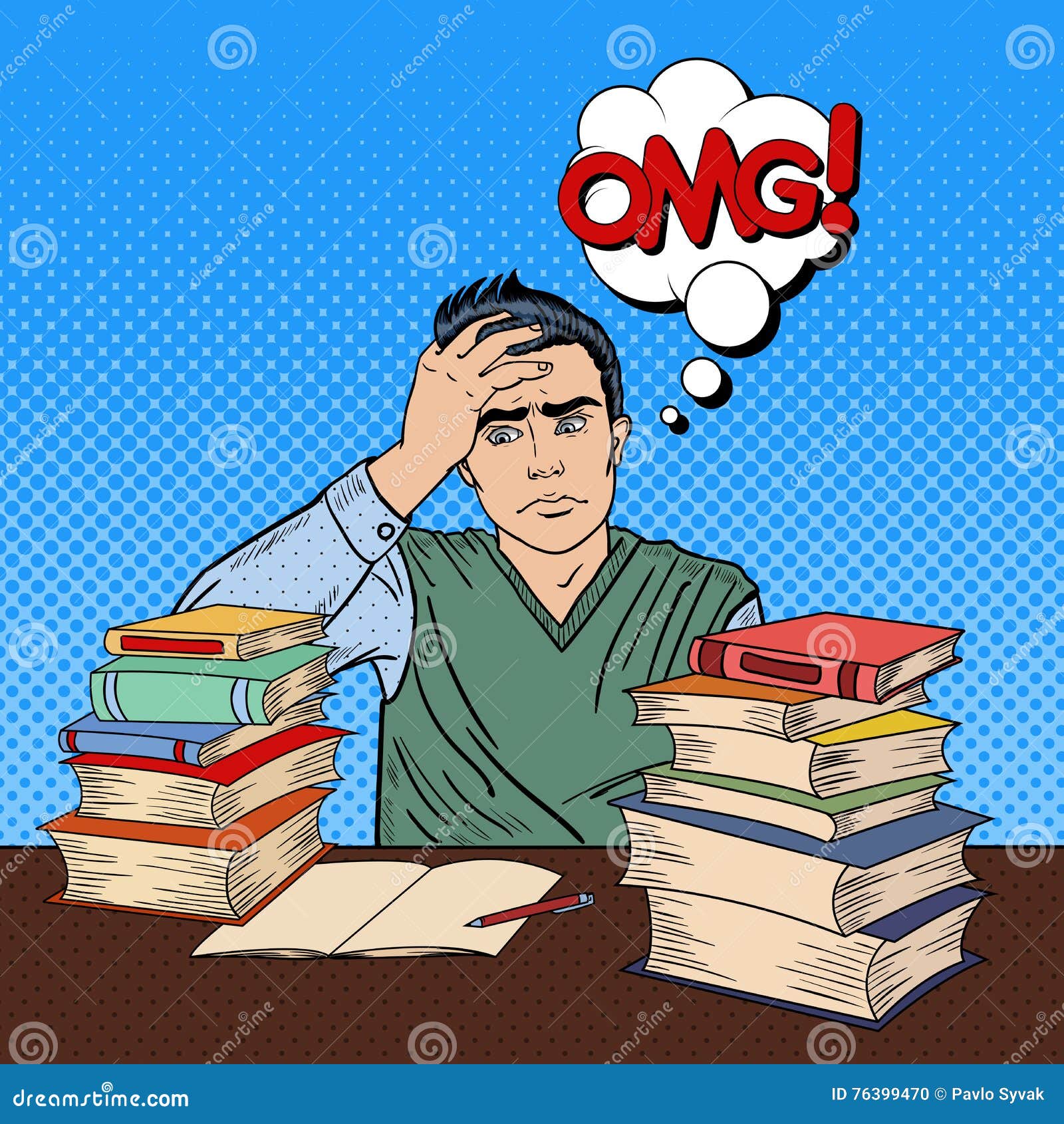 Student Sitting At The Table With A Computer And Writing An Essay ...