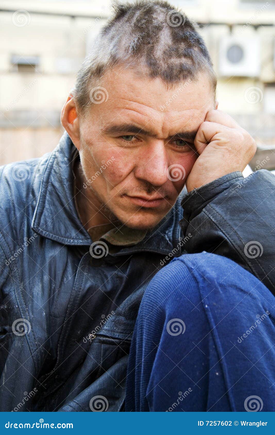 Sad Homeless Man in Depression Stock Photo - Image of adult ...