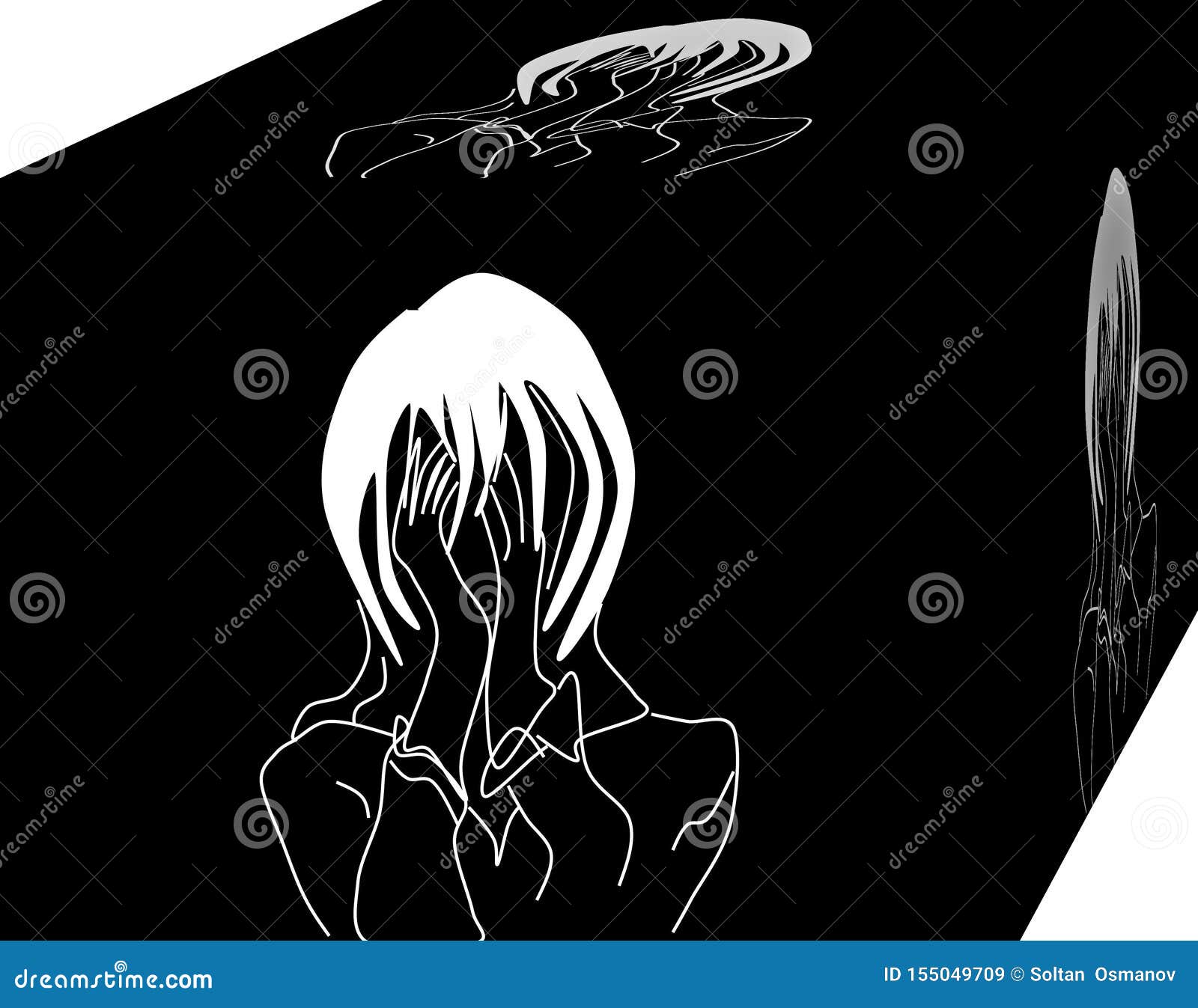 Depression. Alone Woman. Background. 3D Illustration Stock Illustration ...