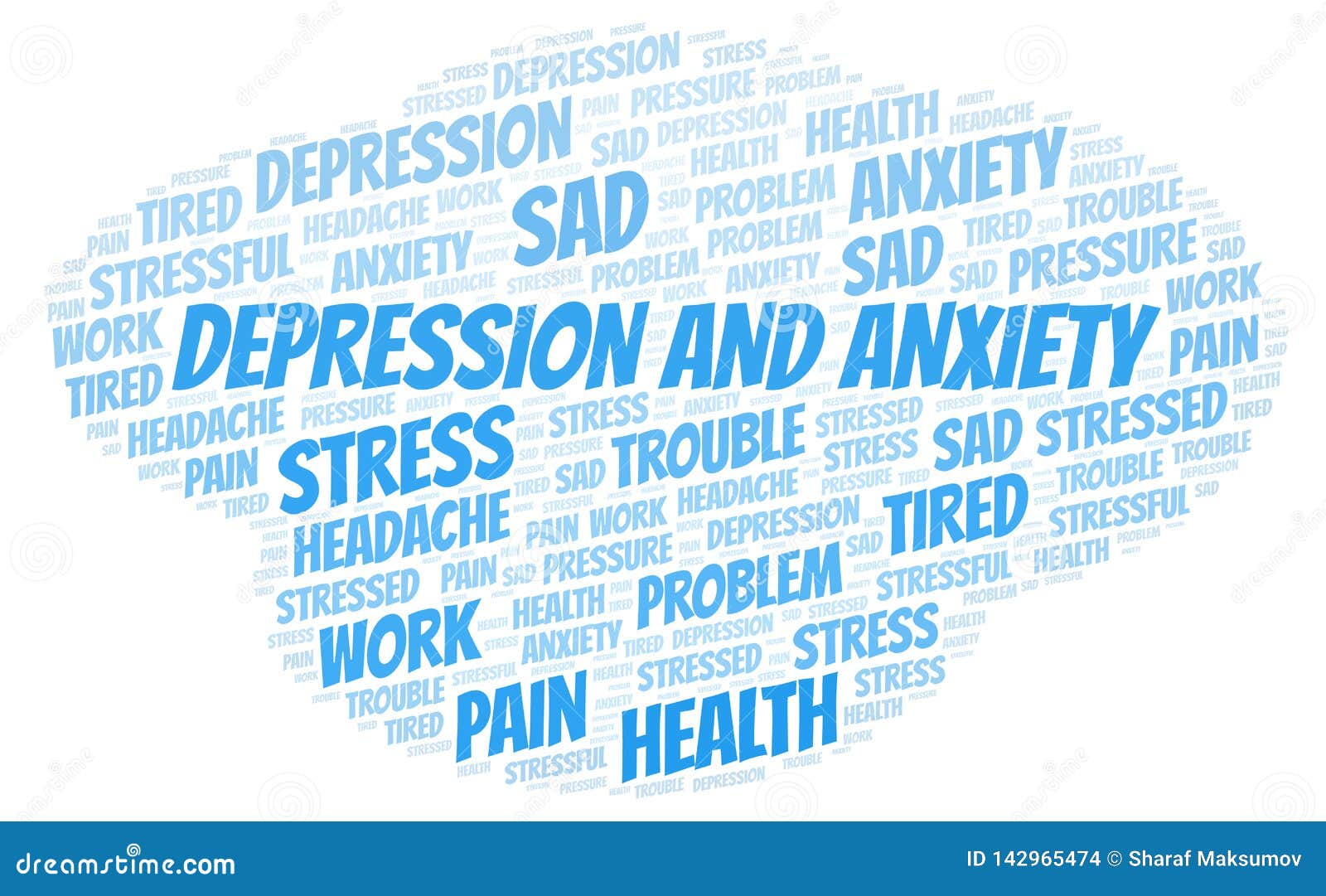 Depression and Anxiety Word Cloud Stock Illustration - Illustration of ...