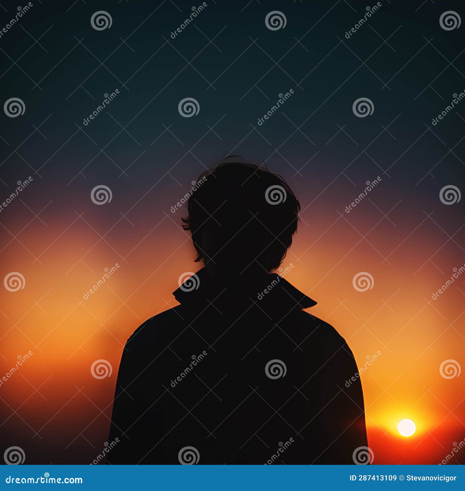Depression Concept, Silhouette of Alone Person, Generative Ai Stock ...