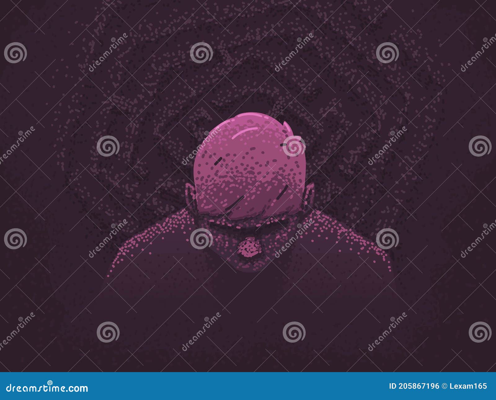 Man Despair. Sad Thoughts Cloud. Guy Profile Face Head. Depressive ...