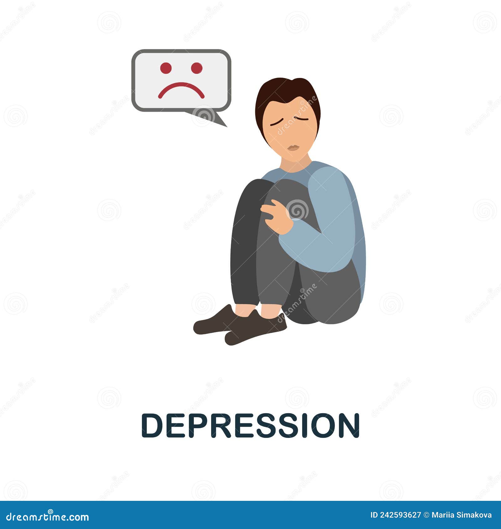Depression Flat Icon. Colored Element Sign from Psychological Disorders ...