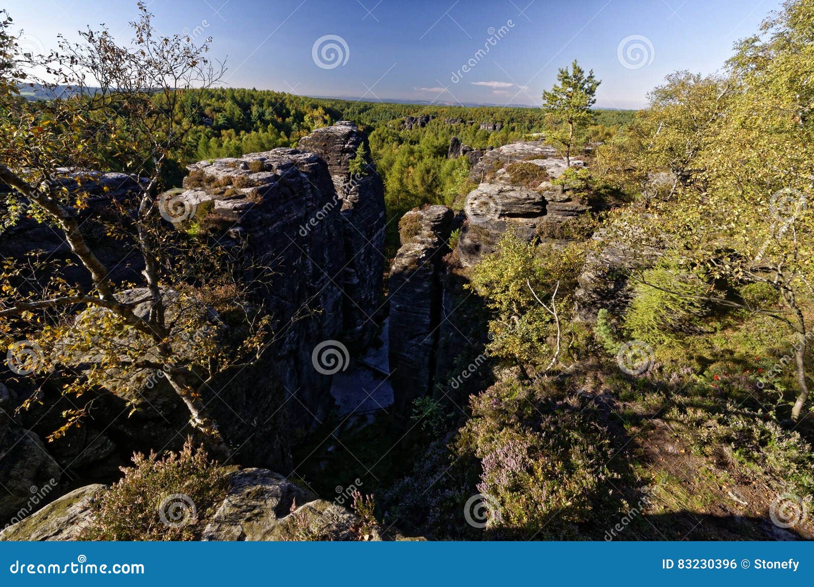 Depression Formed in the Centre of Tall Rock Formations Stock Photo ...