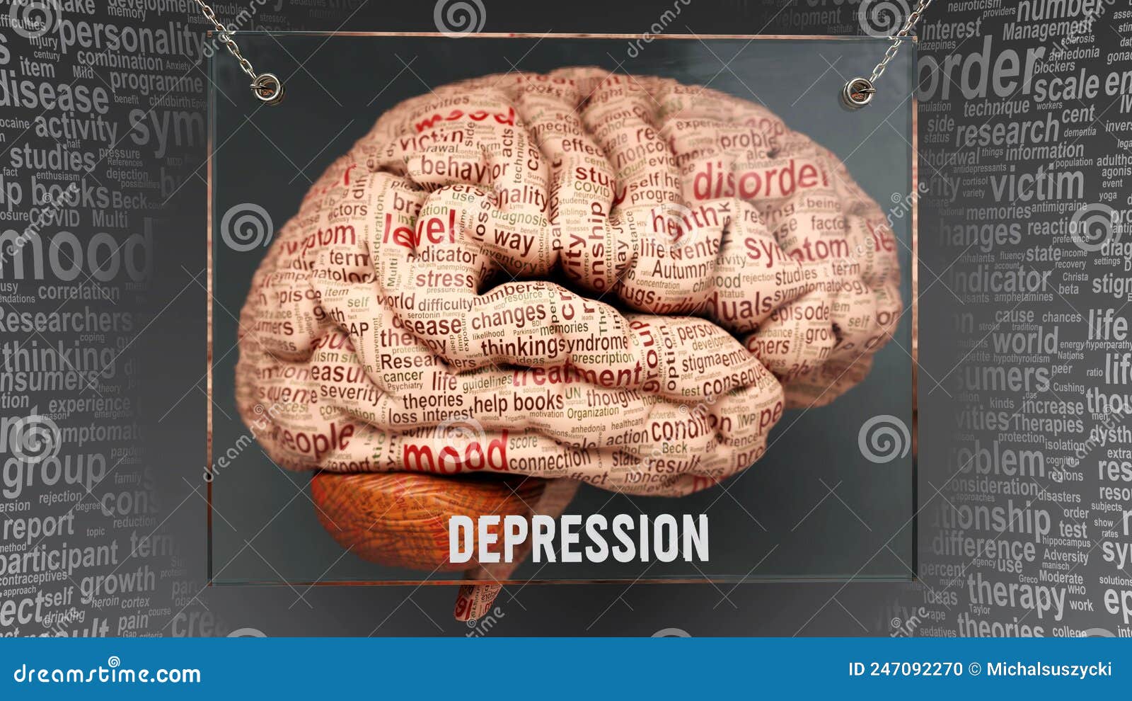 Depression in human brain stock illustration. Illustration of human ...