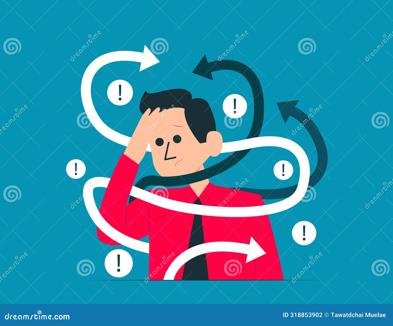 Depression Human with Headache Problems. Decision Fatigue Vector Stock ...