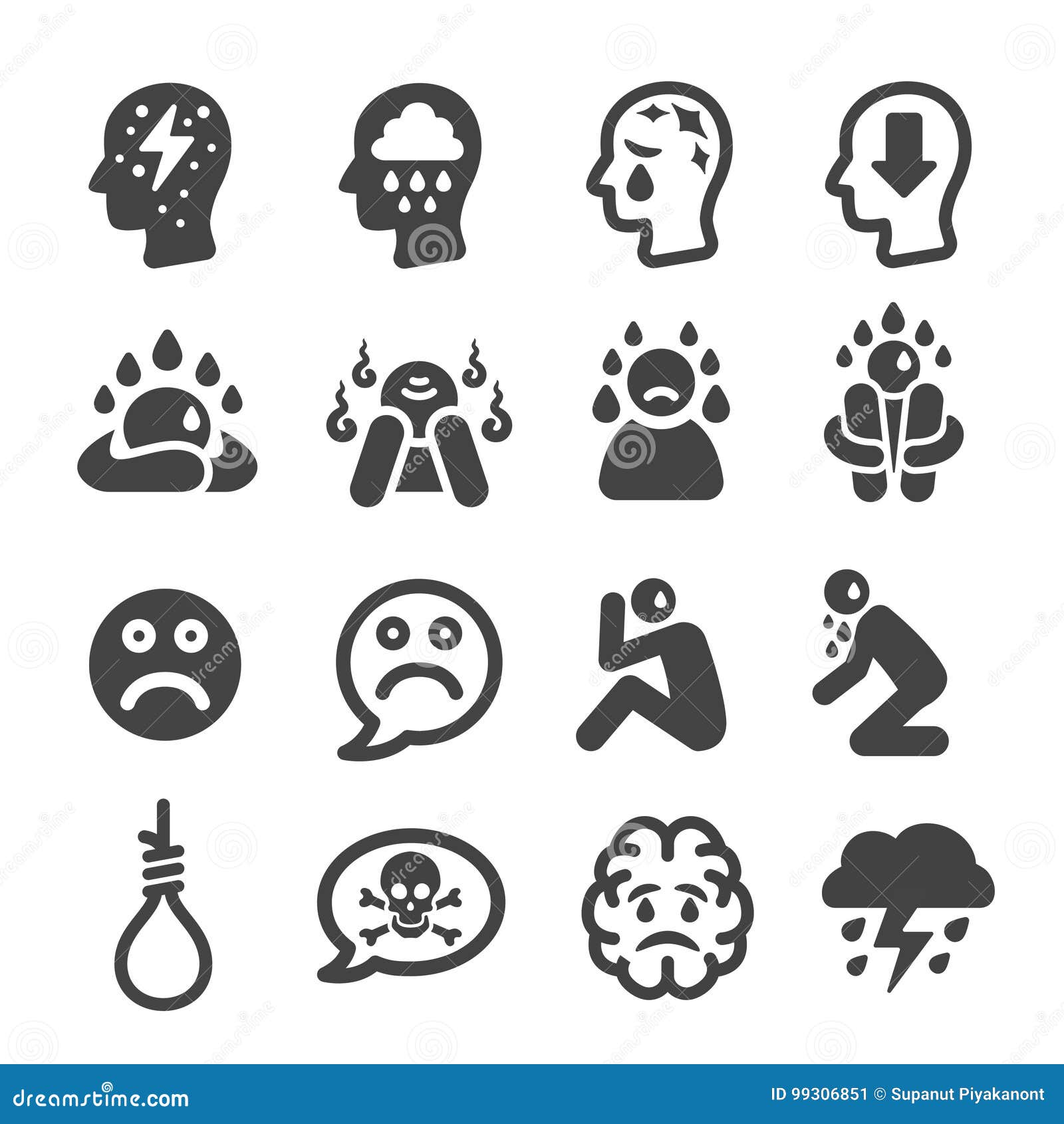 Depression icon stock vector. Illustration of depression - 99306851