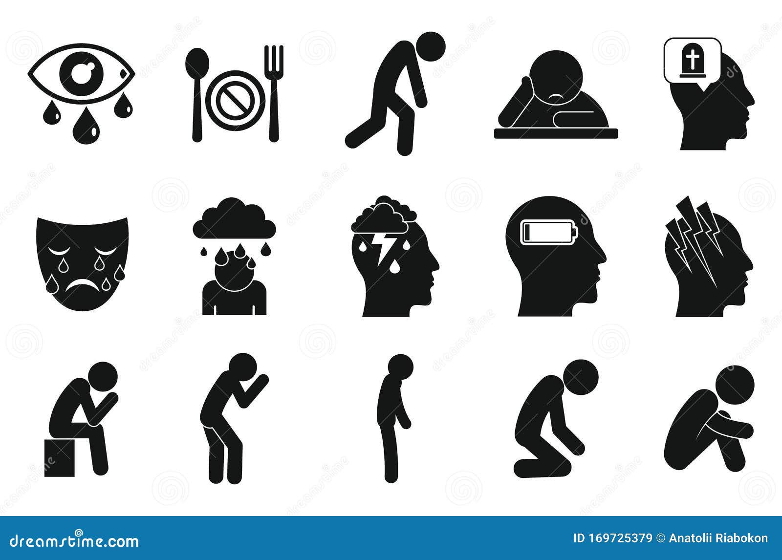 Depression Icon Set, Simple Style Stock Vector - Illustration of health ... Depression Icon Set, Simple Style Stock Vector - Illustration of health ...