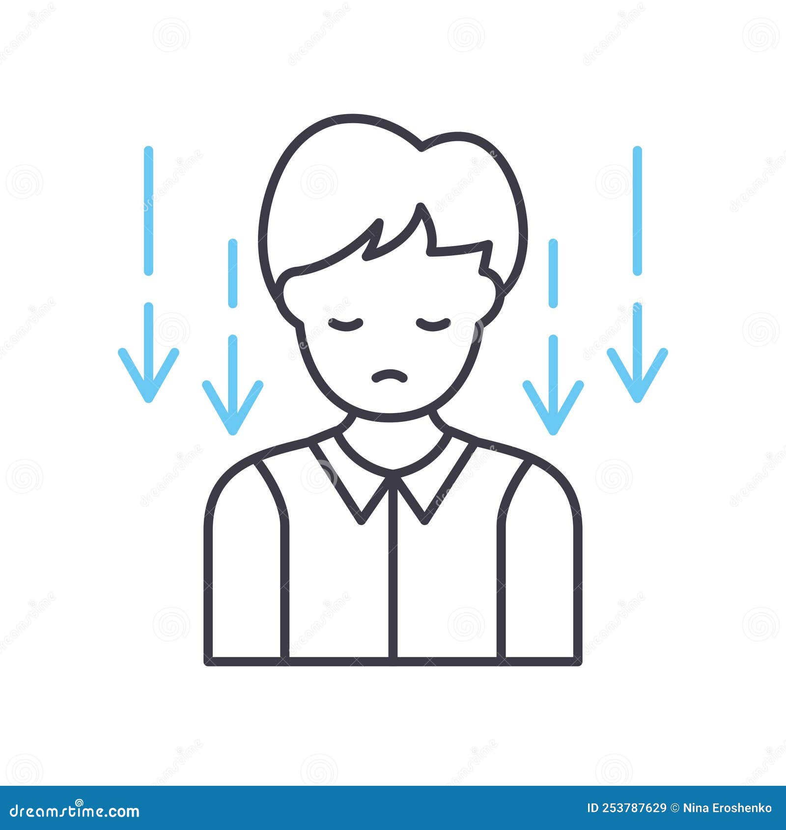 Depression Line Icon, Outline Symbol, Vector Illustration, Concept Sign ...