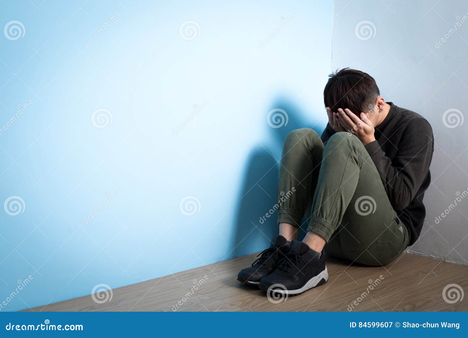 Depression Man Sit on Floor Stock Image - Image of human, male: 84599607