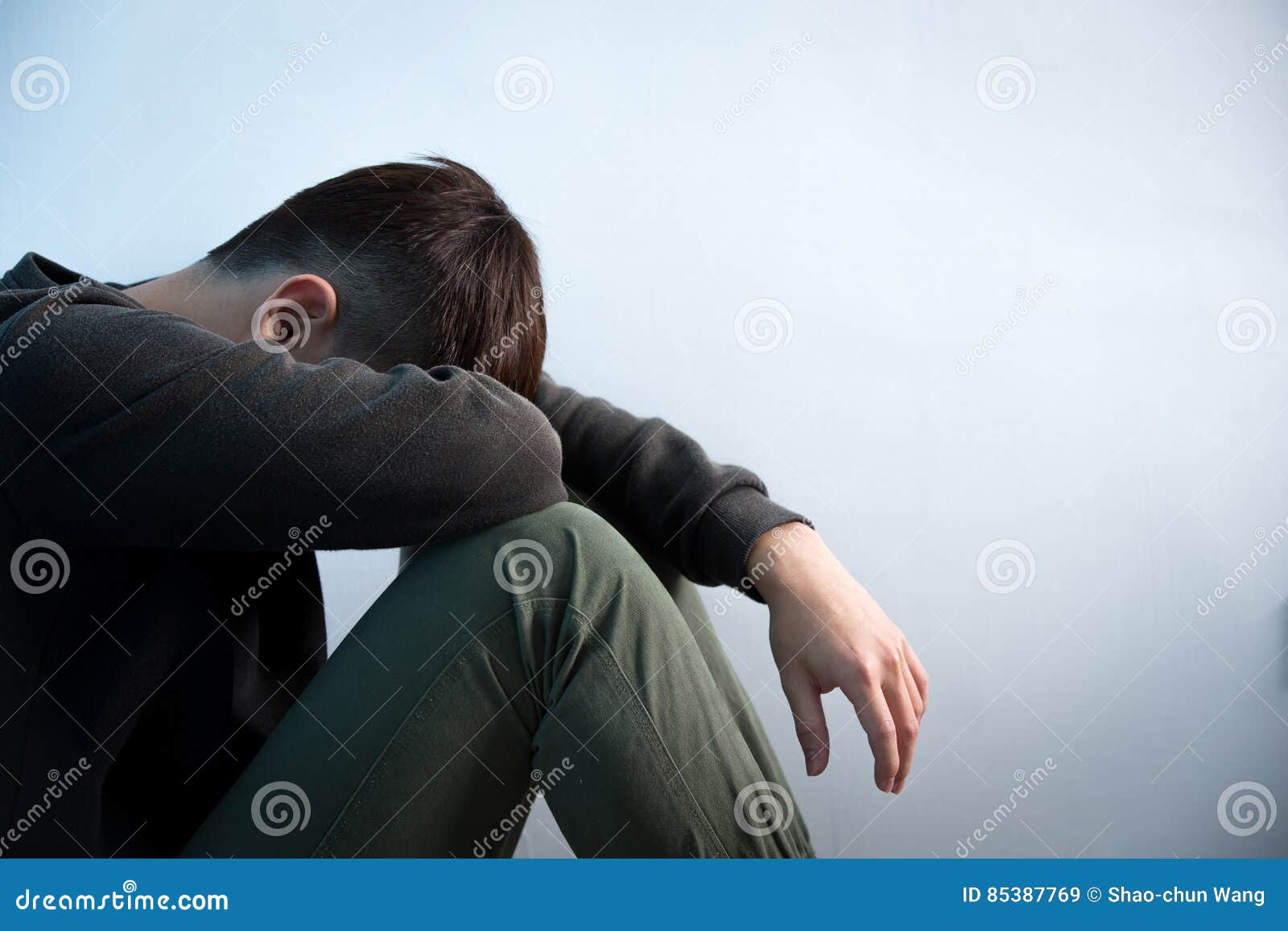 Depression Man Sit on Floor Stock Image - Image of male, person: 85387769