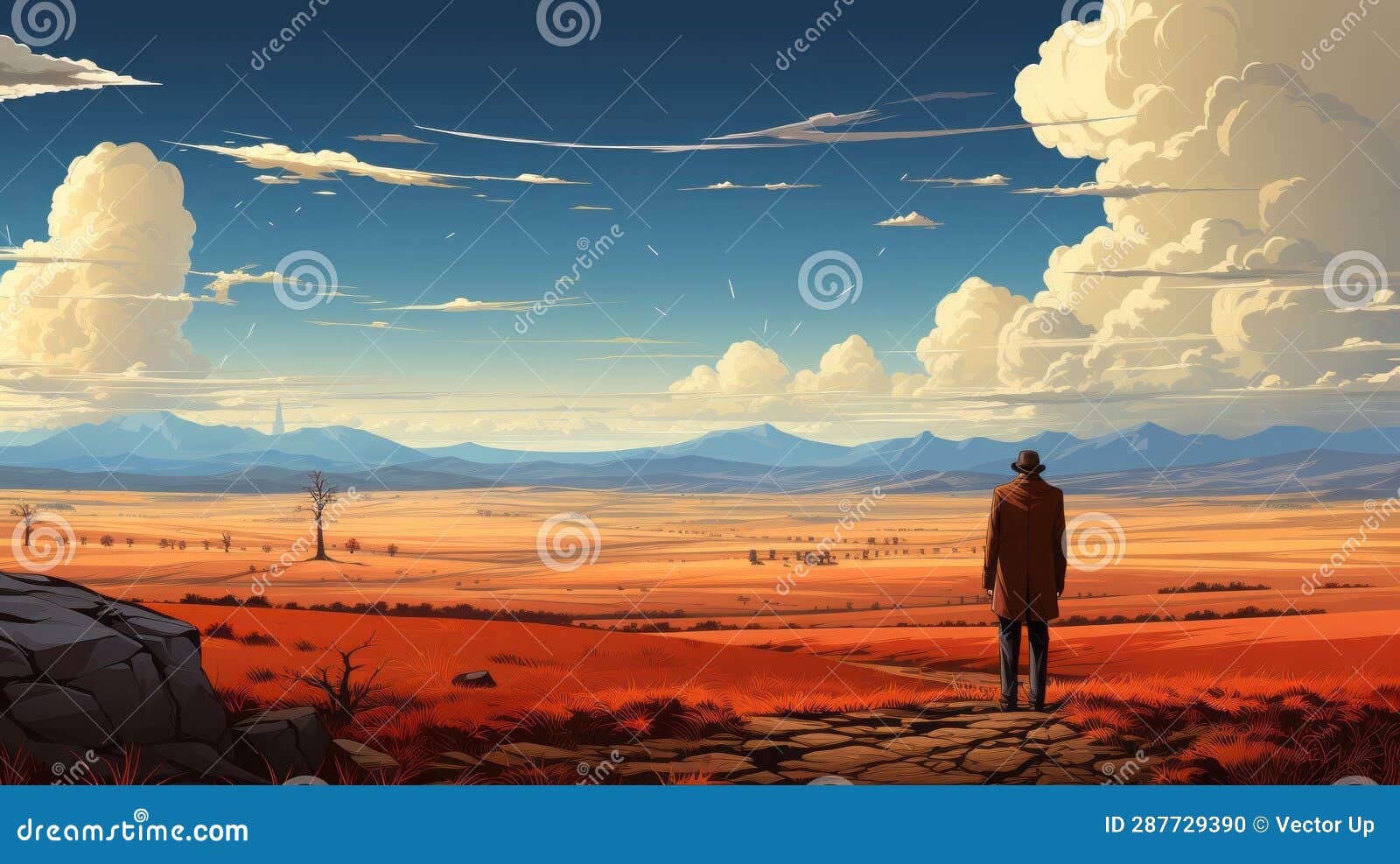 Depression a Person Gazing into an Empty Desolate Land. Generative AI ...