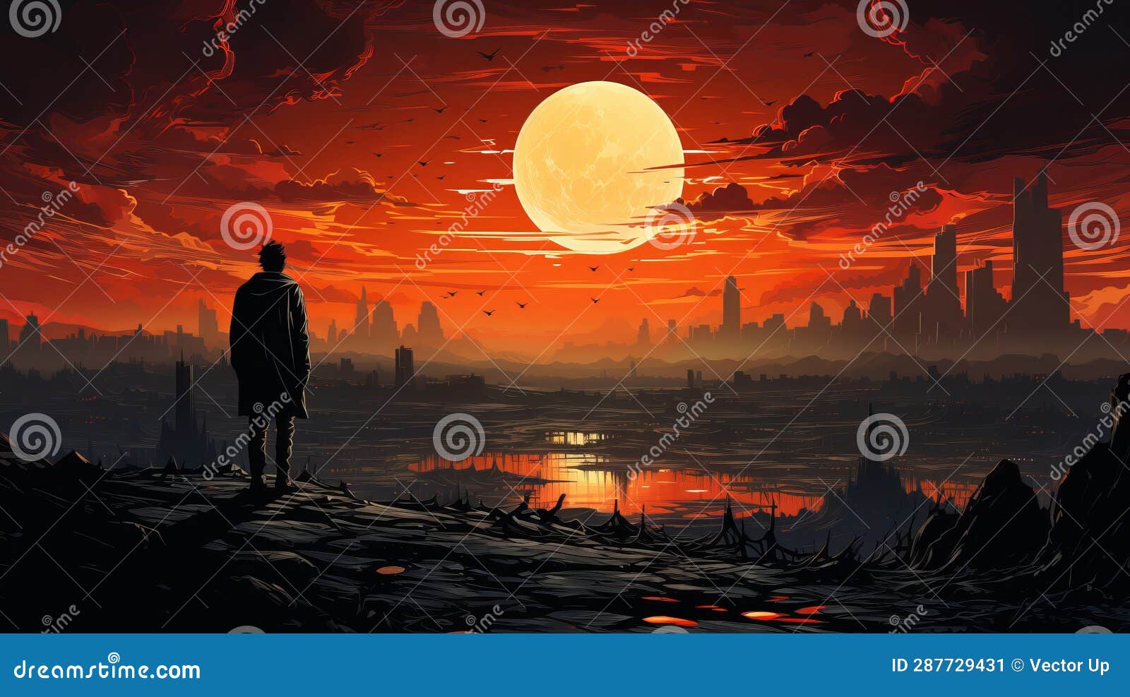 Depression a Person Gazing into an Empty Desolate Land. Generative AI ...