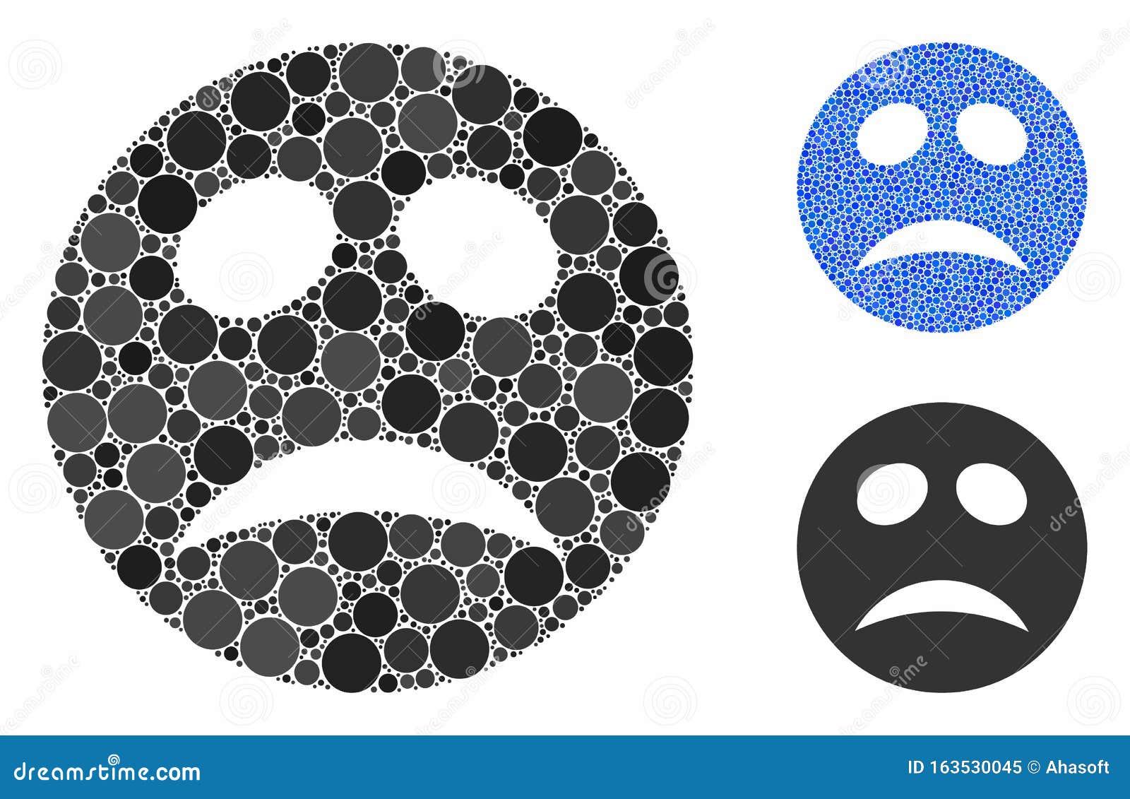 Depression Smiley Mosaic Icon of Spheric Items Stock Illustration ...