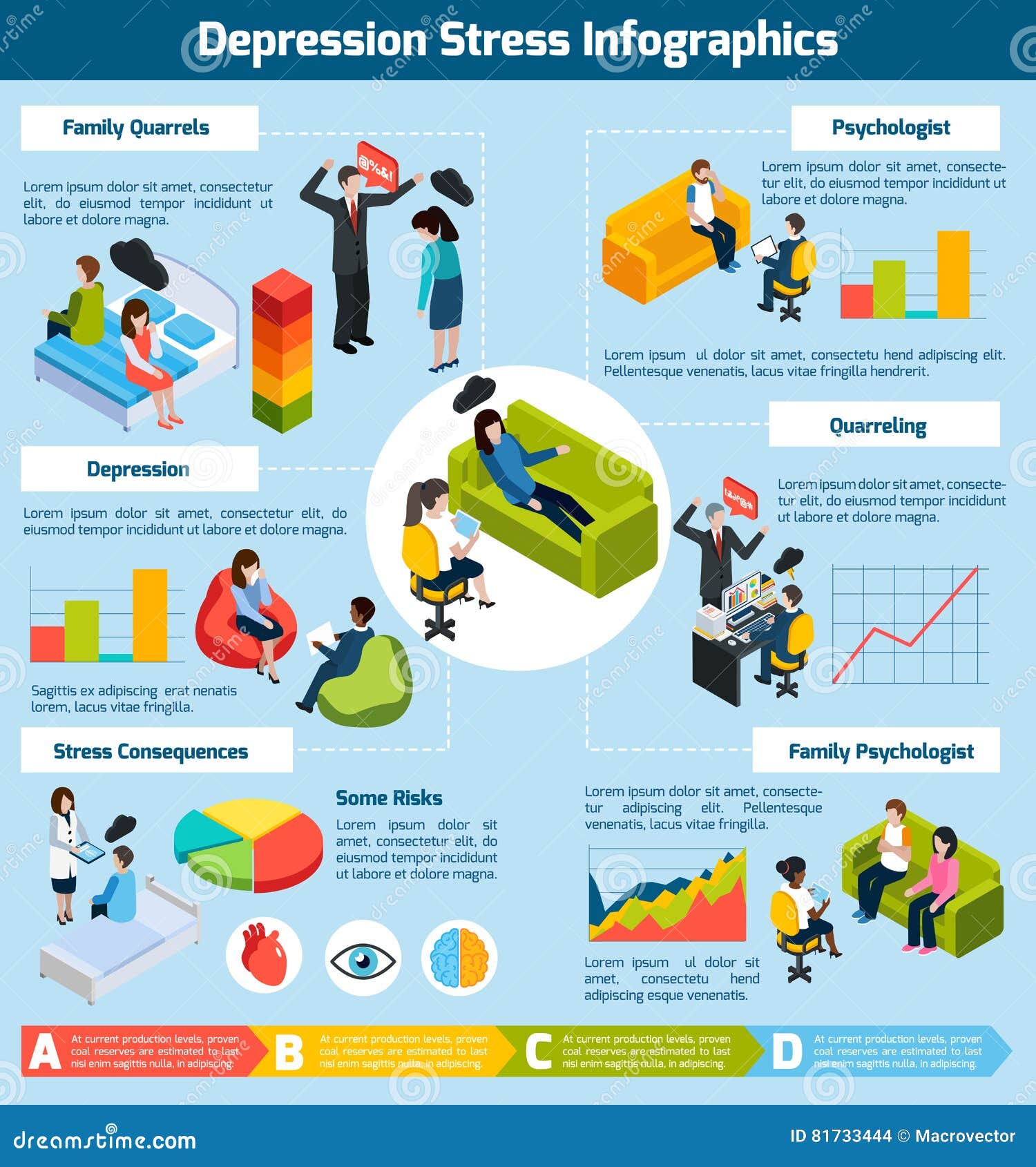 Stress Infographics - Poster, Brochure Cover Template Vector ...